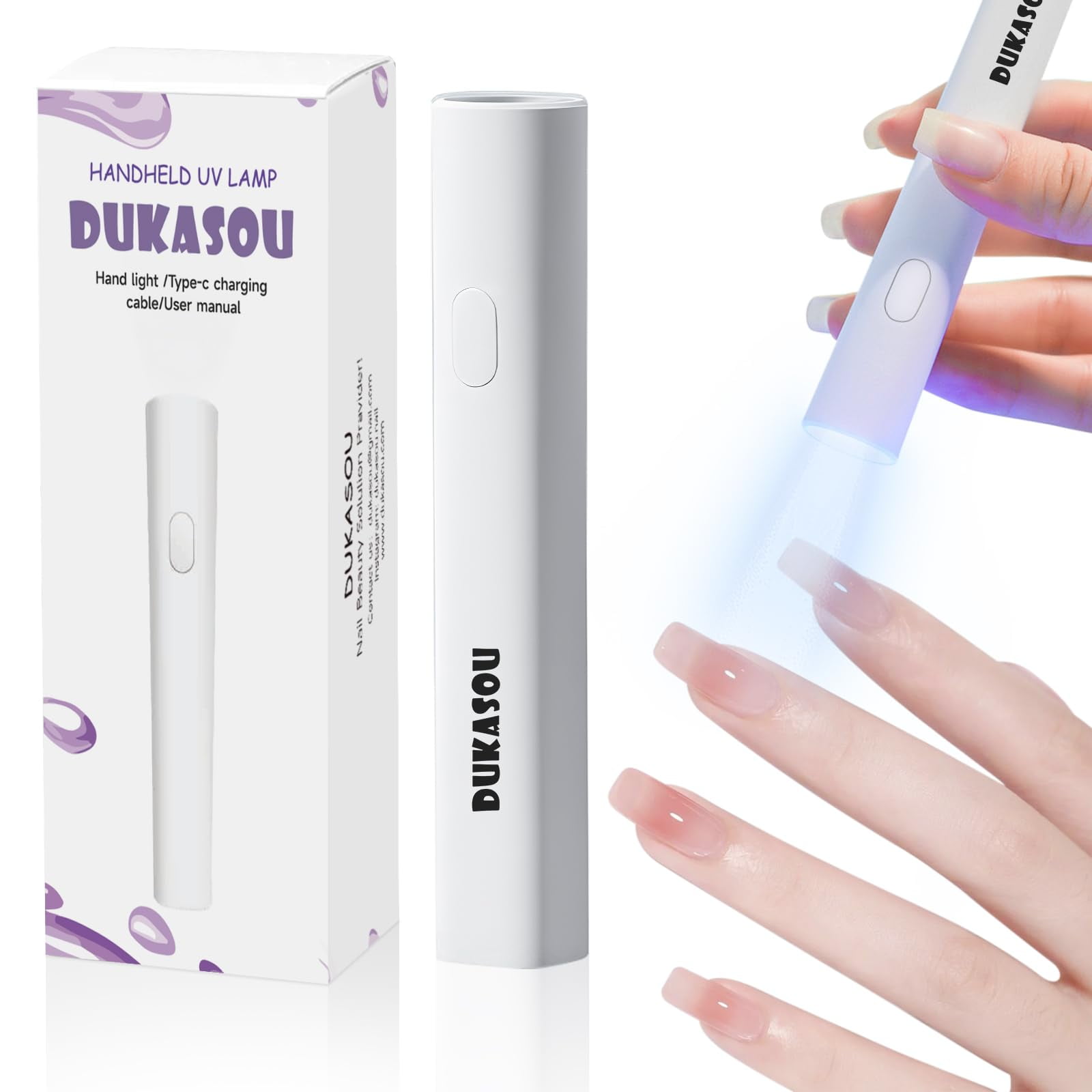DUKASOU Handheld UV Light TMA2 for Gel Nails, Portable Mini Nail Light ...
