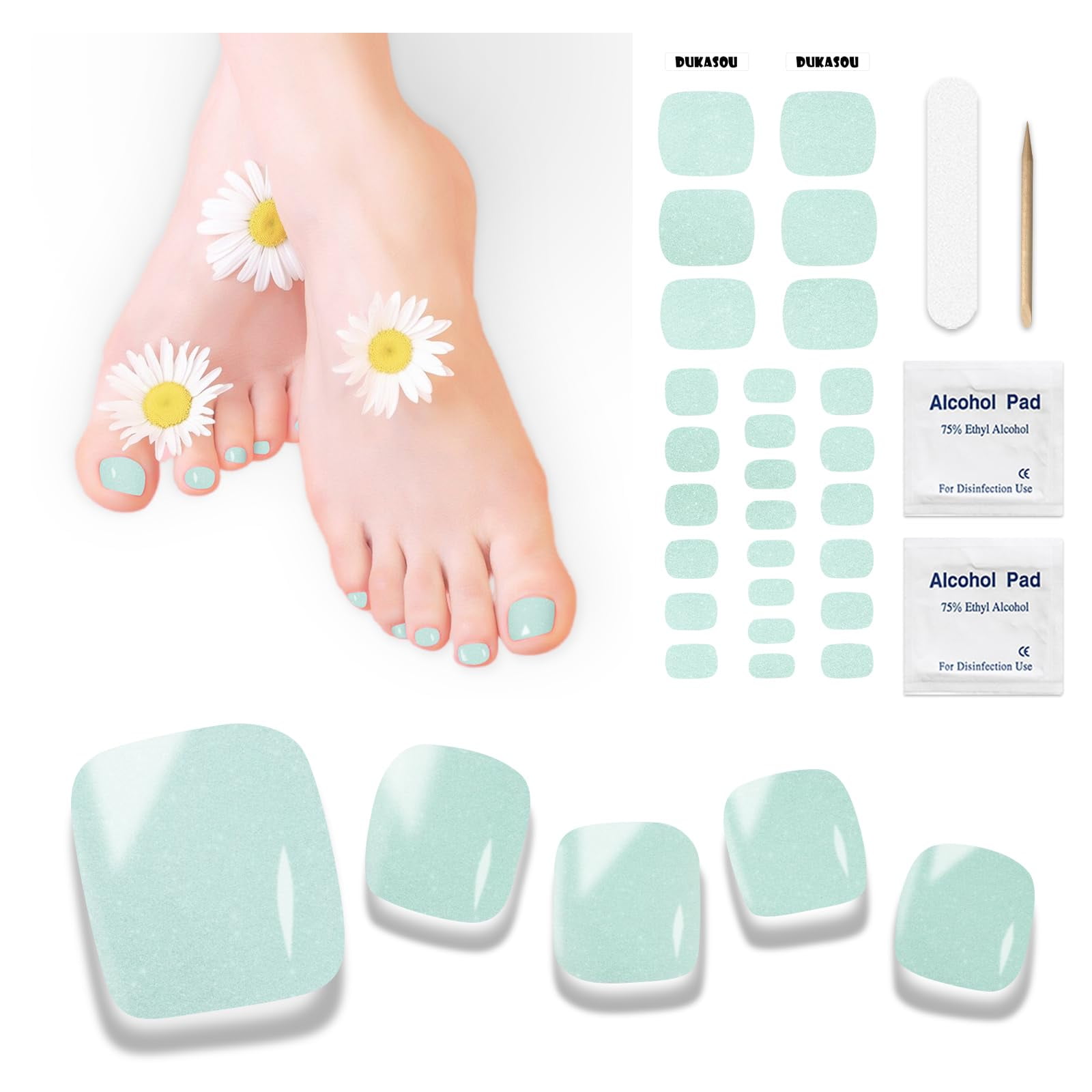 DUKASOU Semi Cured Gel Toenail Strips, 26 PCS Gel Toenail Stickers for ...
