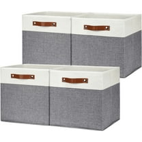 Ornavo Home Foldable Collapsible Storage Box Bins Linen Fabric Shelf Basket Cube Organizer with ...