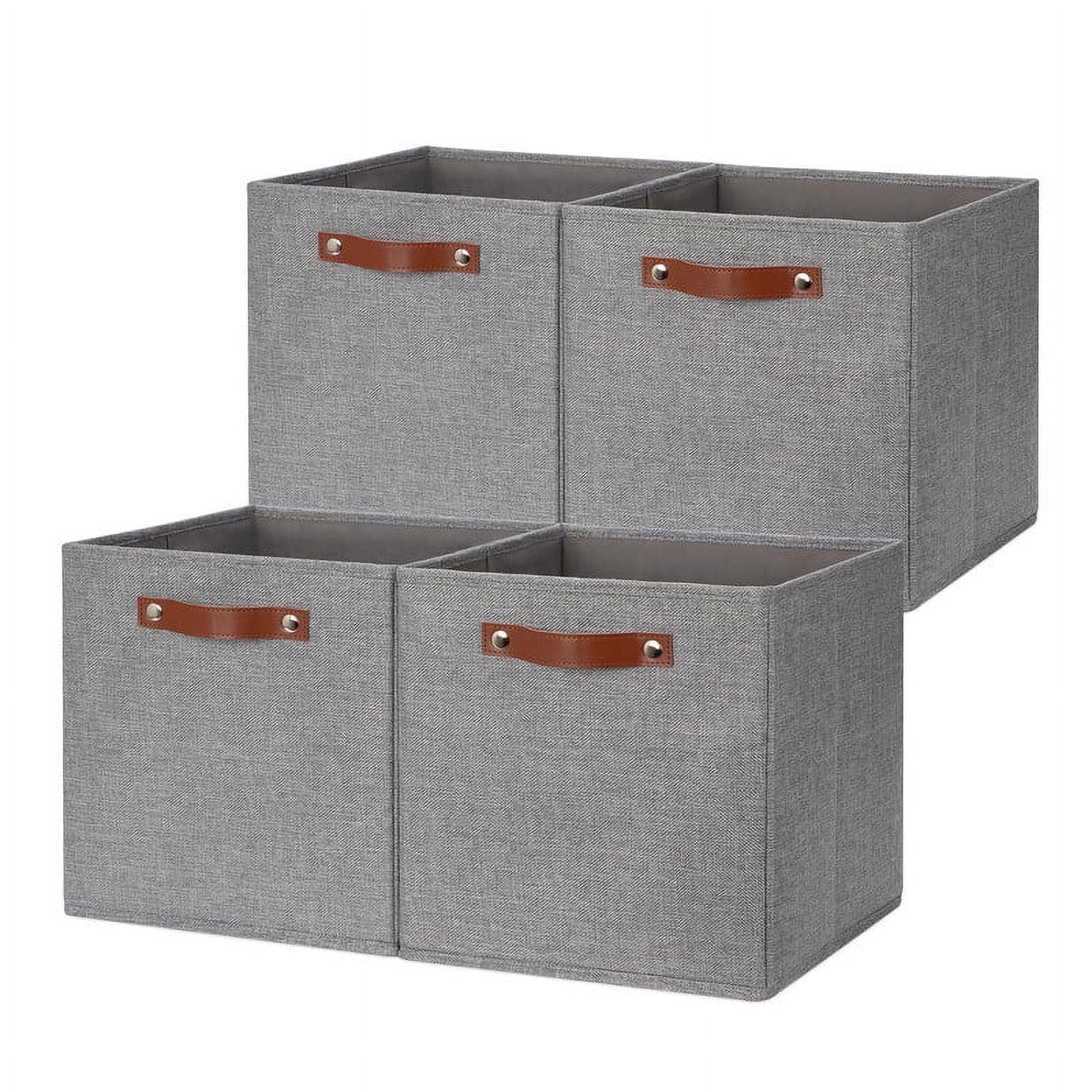 DULLEMELO 12 inch Gray Cube Storage Bins, 4PCS Fabric Organizer with ...