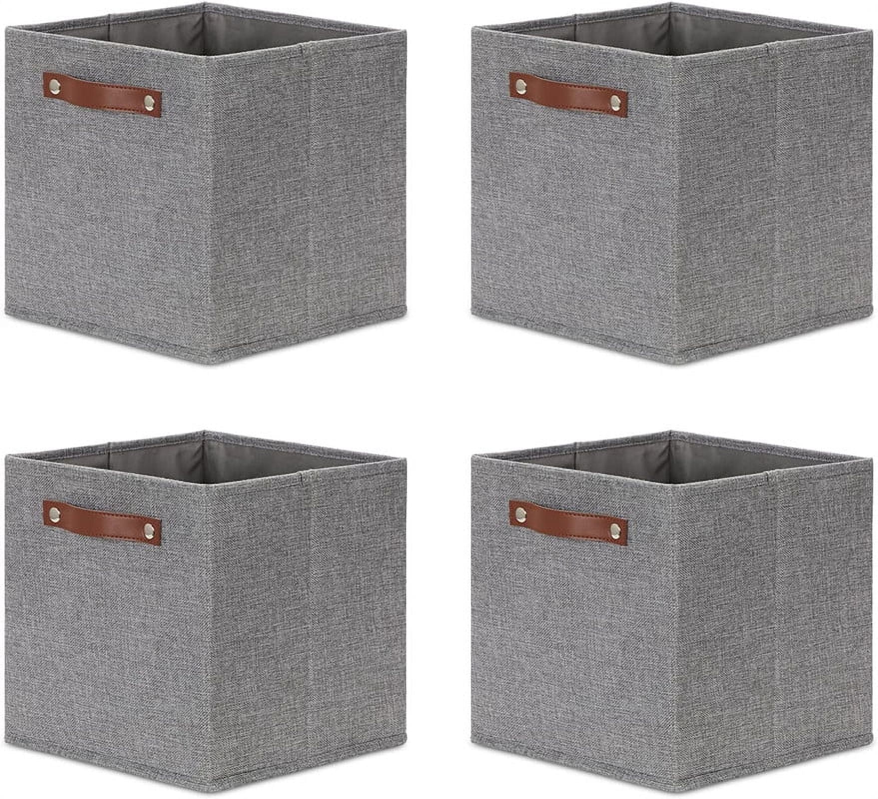 DULLEMELO 4PCS Gray Cube Storage Bins, Foldable Fabric Organizers for ...