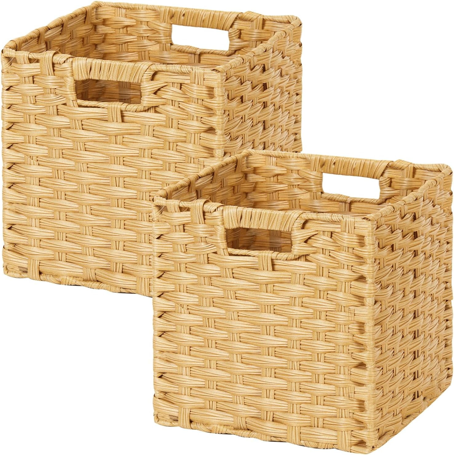 DULLEMELO Wicker Storage Baskets with Handles, Foldable Storage Cubes ...
