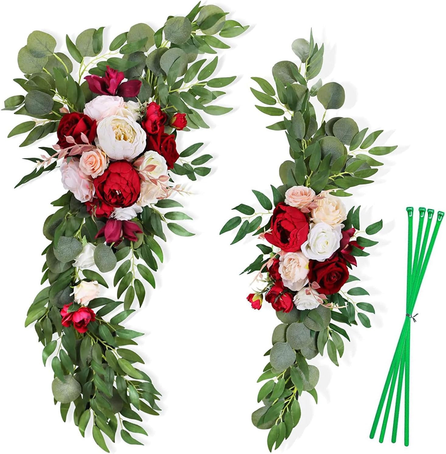 DULRLLY 2Pcs Wedding Arch Flowers, Rose Flower Arch Arrangement ...