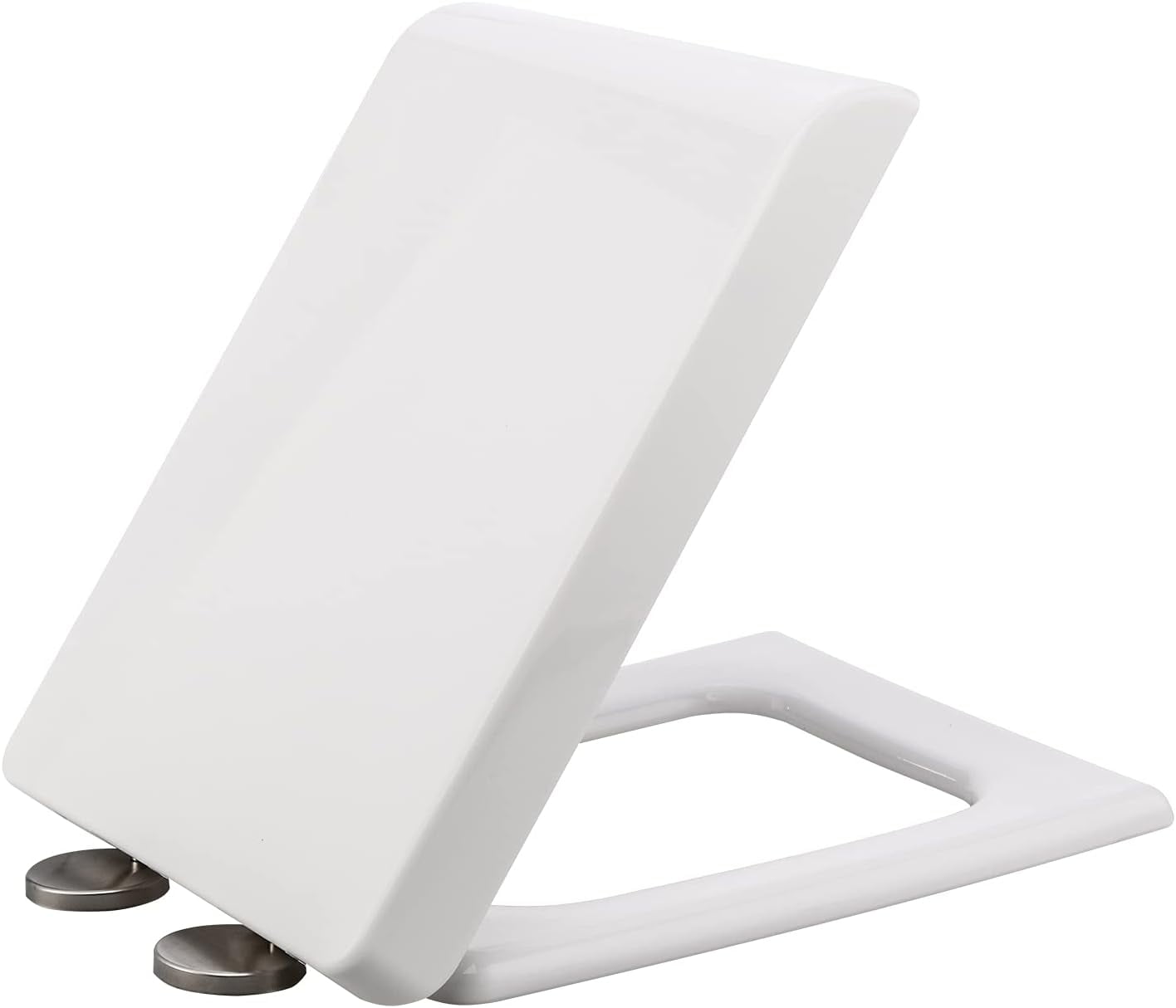 DULRLLY Rectangle Toilet Seat White Square Toilet Seat Cover Slow Down ...