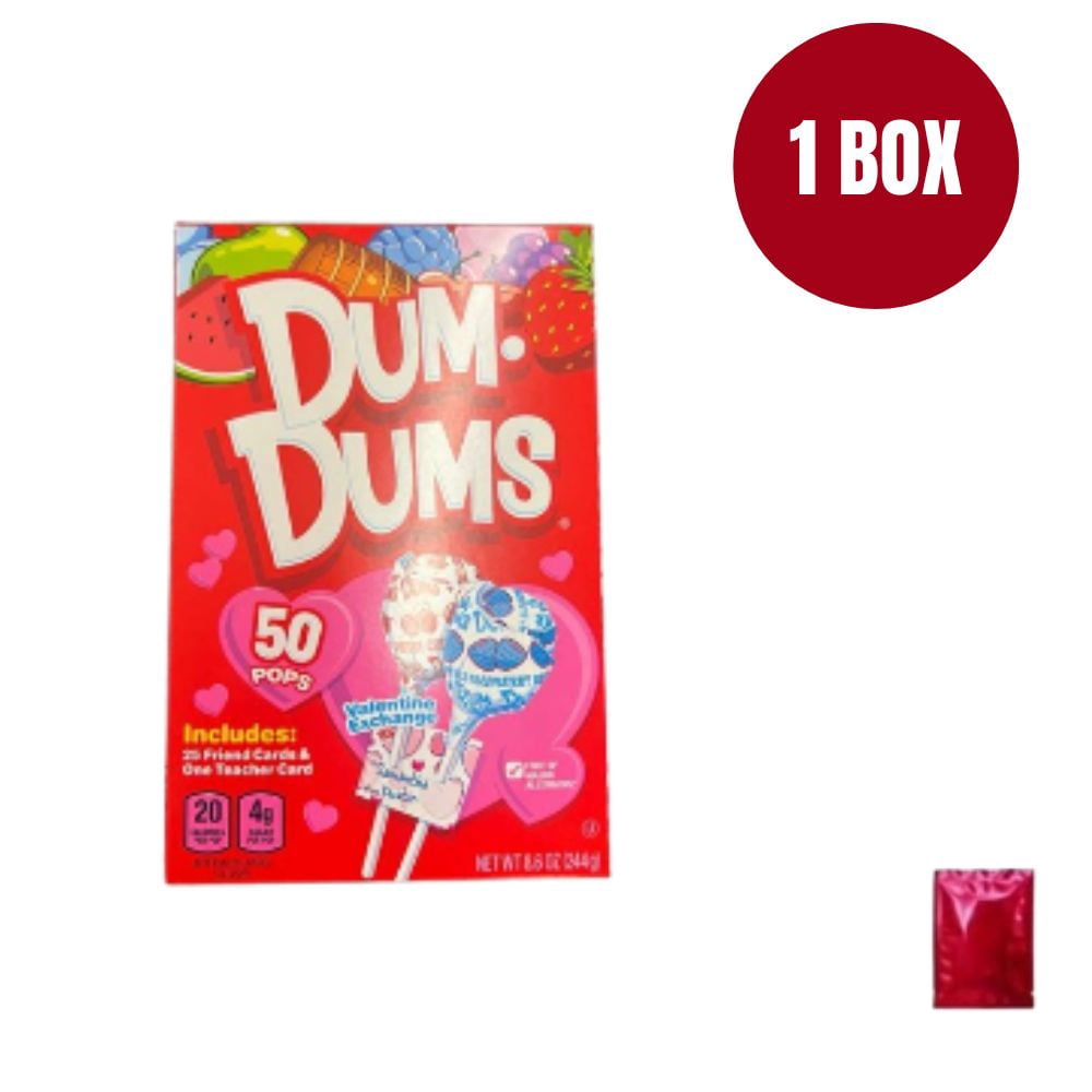 DUM DUMS Assorted Lollipops Valentine Exchange Pack, Cherry Che, Bold Raspberry Blo & IMD ...