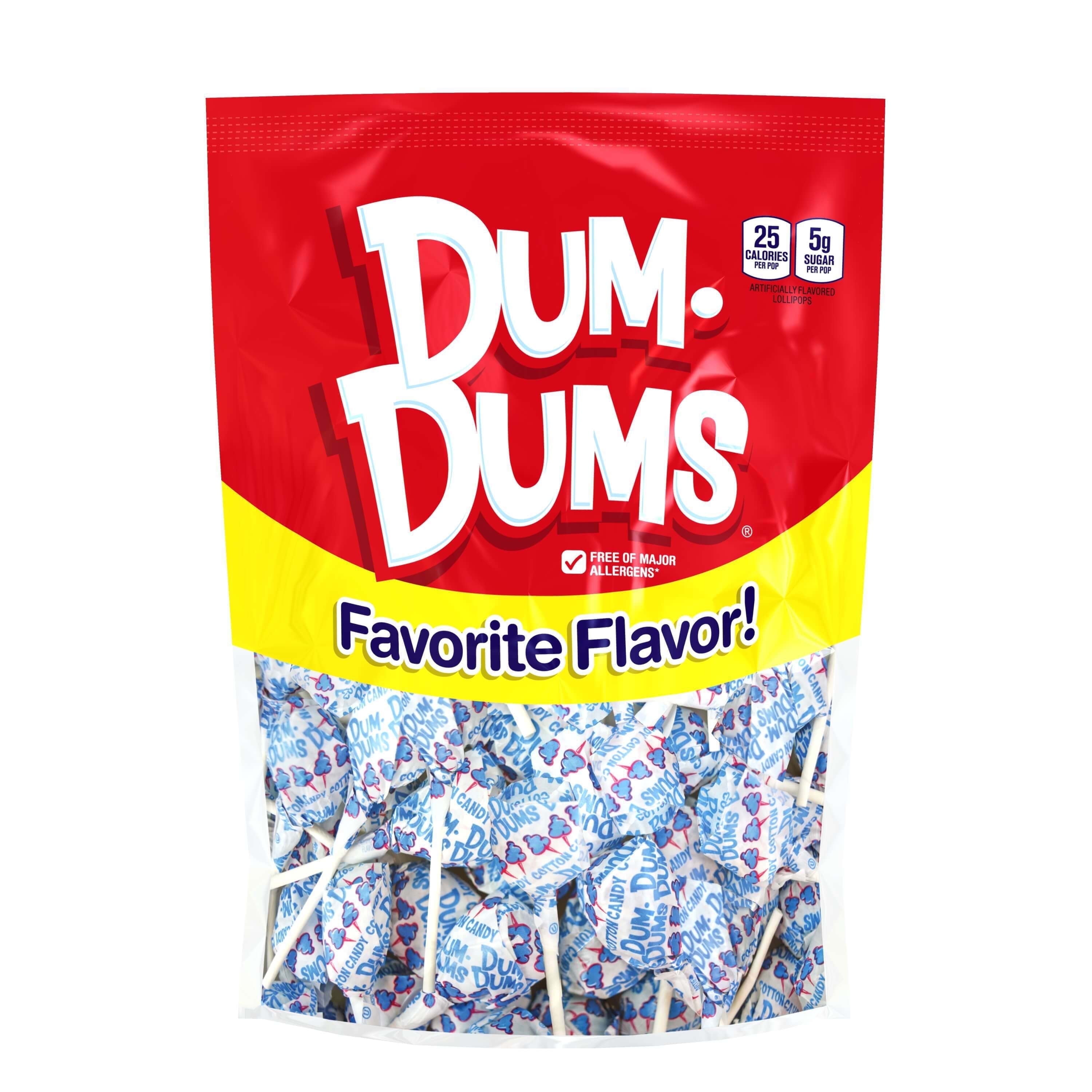 Dum-Dums Cotton Candy Lollipops, 50 Count Bulk Candy Bag, Gluten-Free ...
