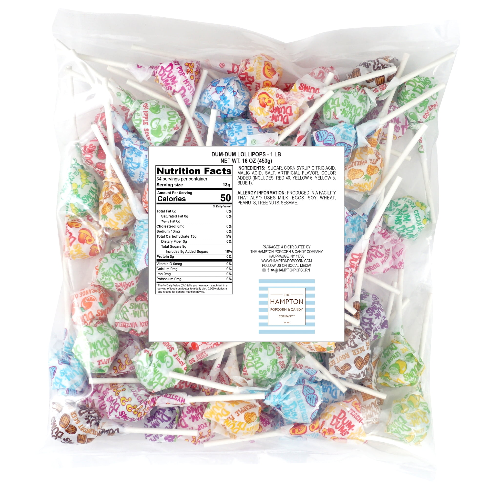 DUM DUMS Original Mix Lollipops, 1 lb Bag (60 Pieces Approx.), Gluten Free Hard Candy, Assorted ...