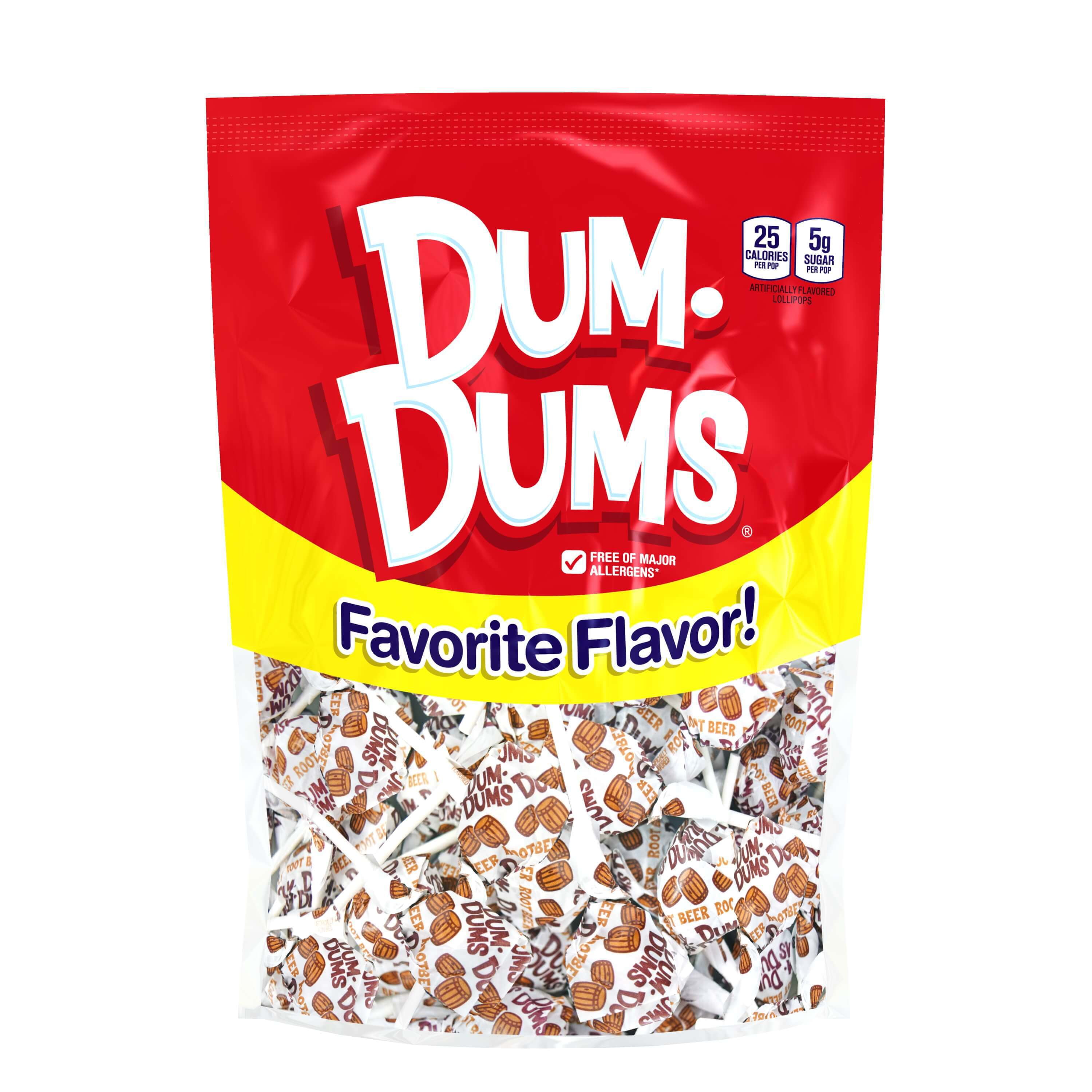Dum Dums Root Beer Lollipops, 50 Count, Individually Wrapped, Classic ...