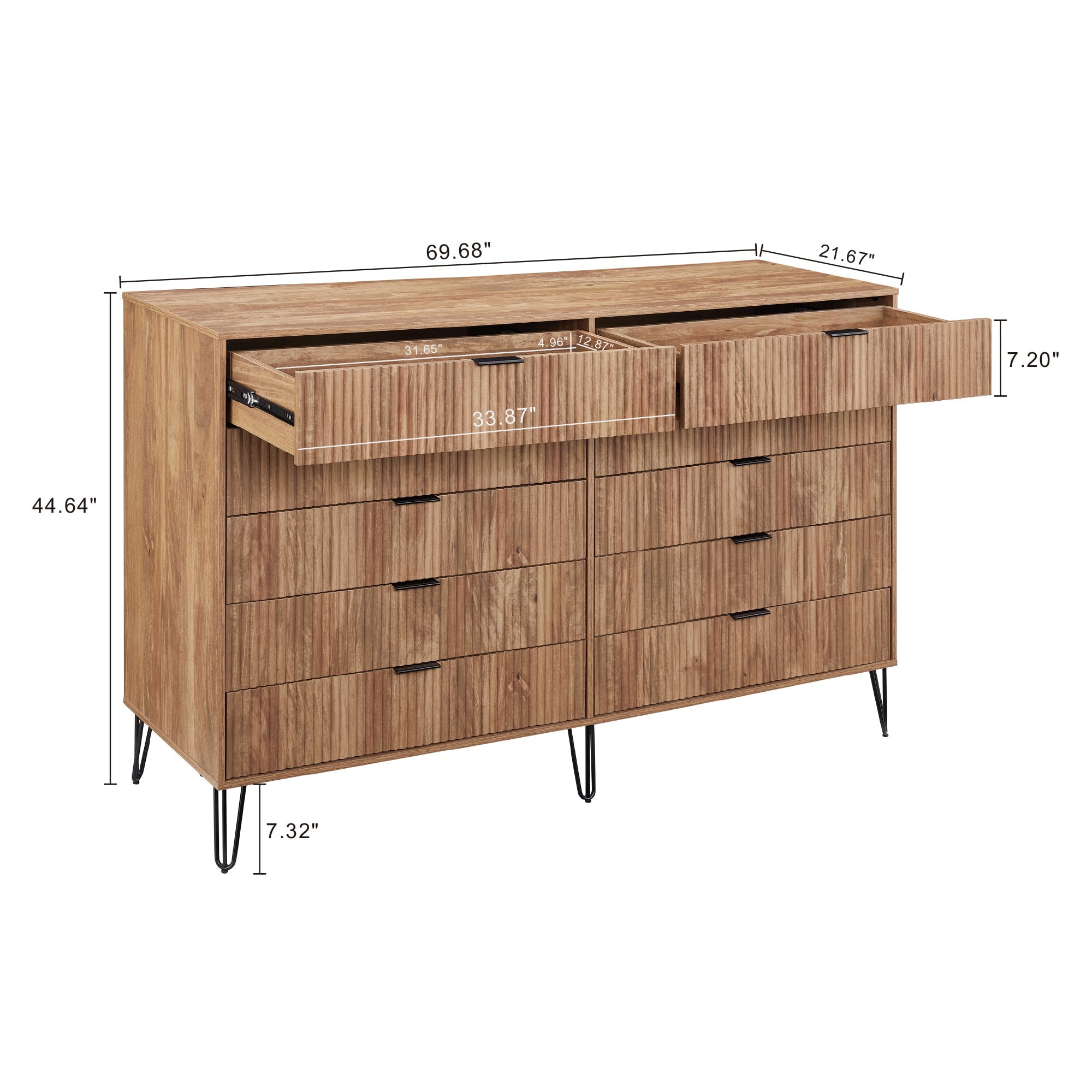 DUMBO 10-Drawer Double Tall Dresser from Engineered Wood in Golden ...