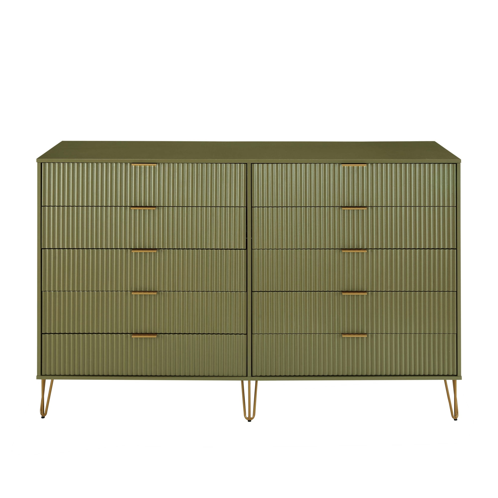 DUMBO 10-Drawer Double Tall Dresser from Engineered Wood in Olive Green ...