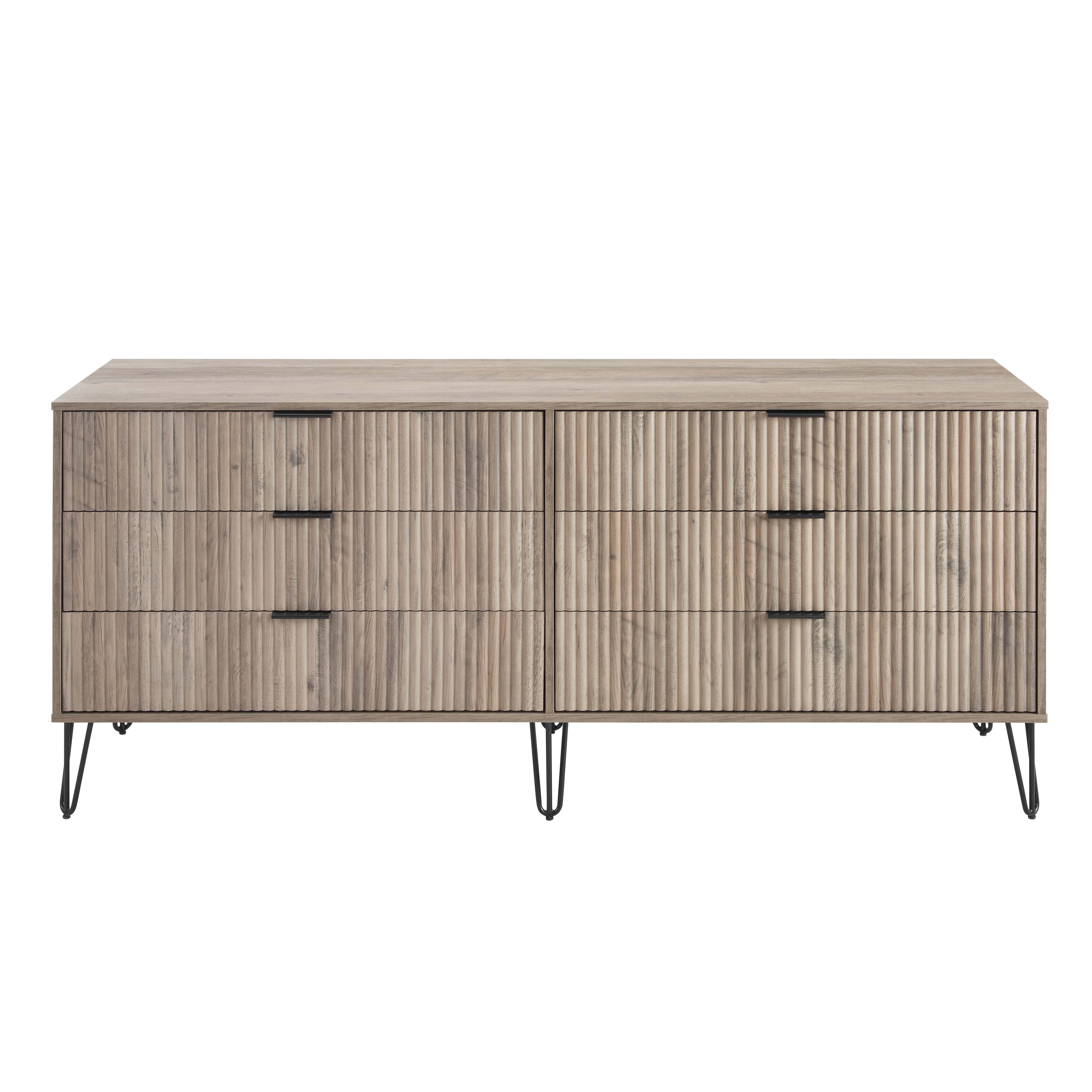 DUMBO 6-Drawer Double Low Dresser from Engineered Wood in Gray ...