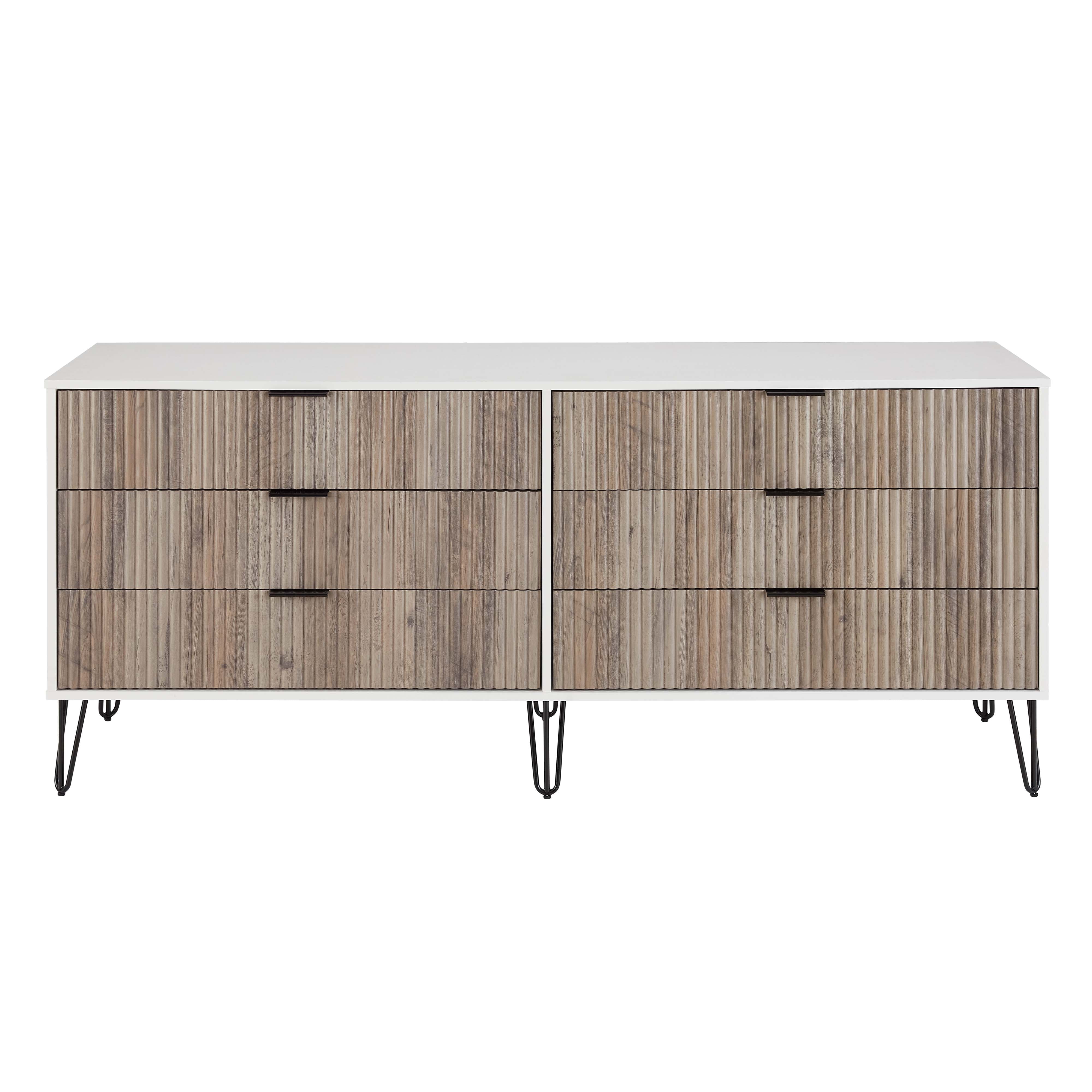 DUMBO 6-Drawer Double Low Dresser from Engineered Wood in Multi-Color ...