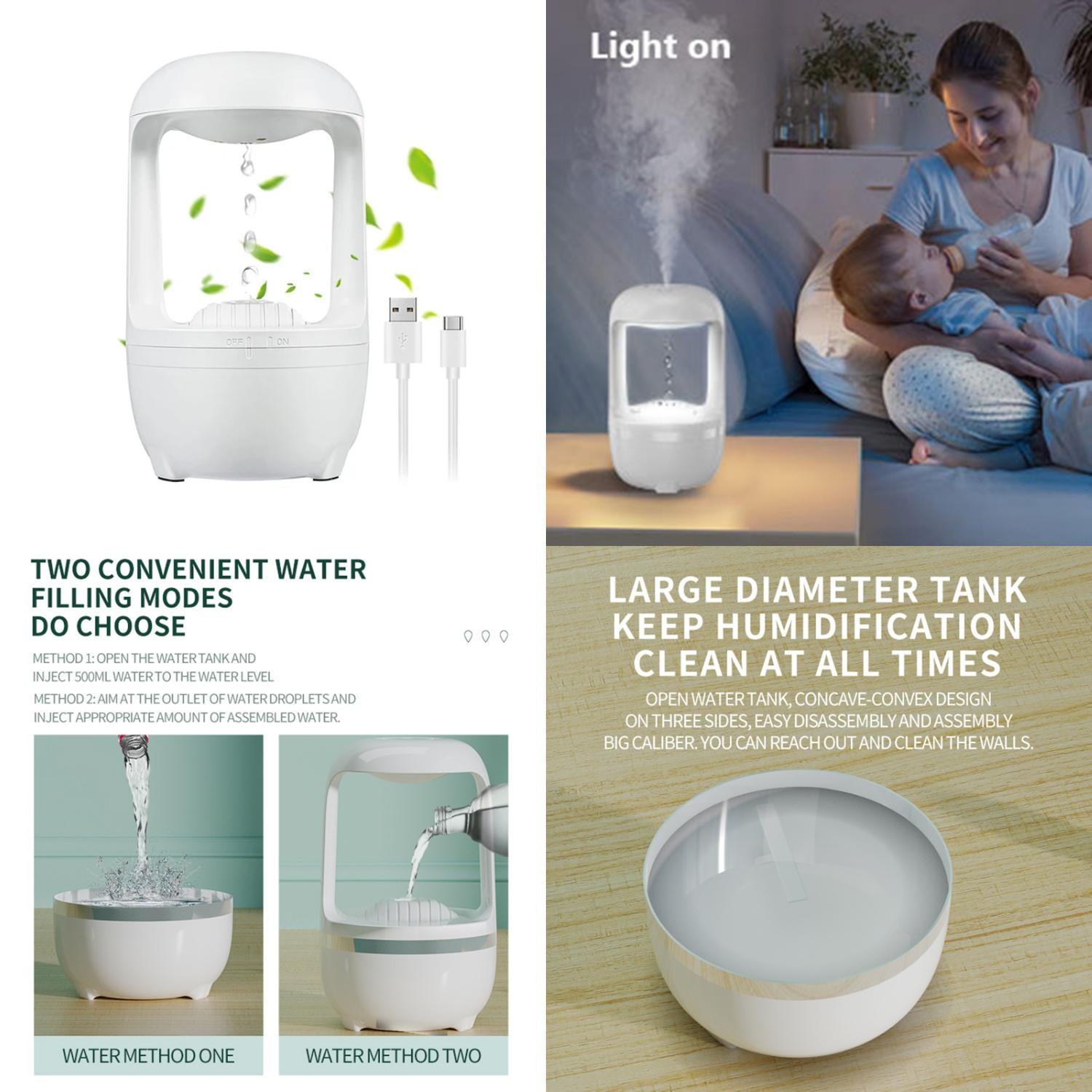 DUMNGWH Large Anti-Gravity Ultrasonic Cool Mist Maker Water Droplet Air ...
