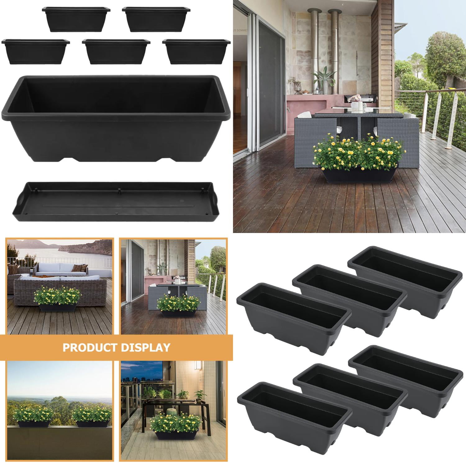 DUMNGWH Rectangular Plastic Planters for Indoor and Outdoor Gardening ...