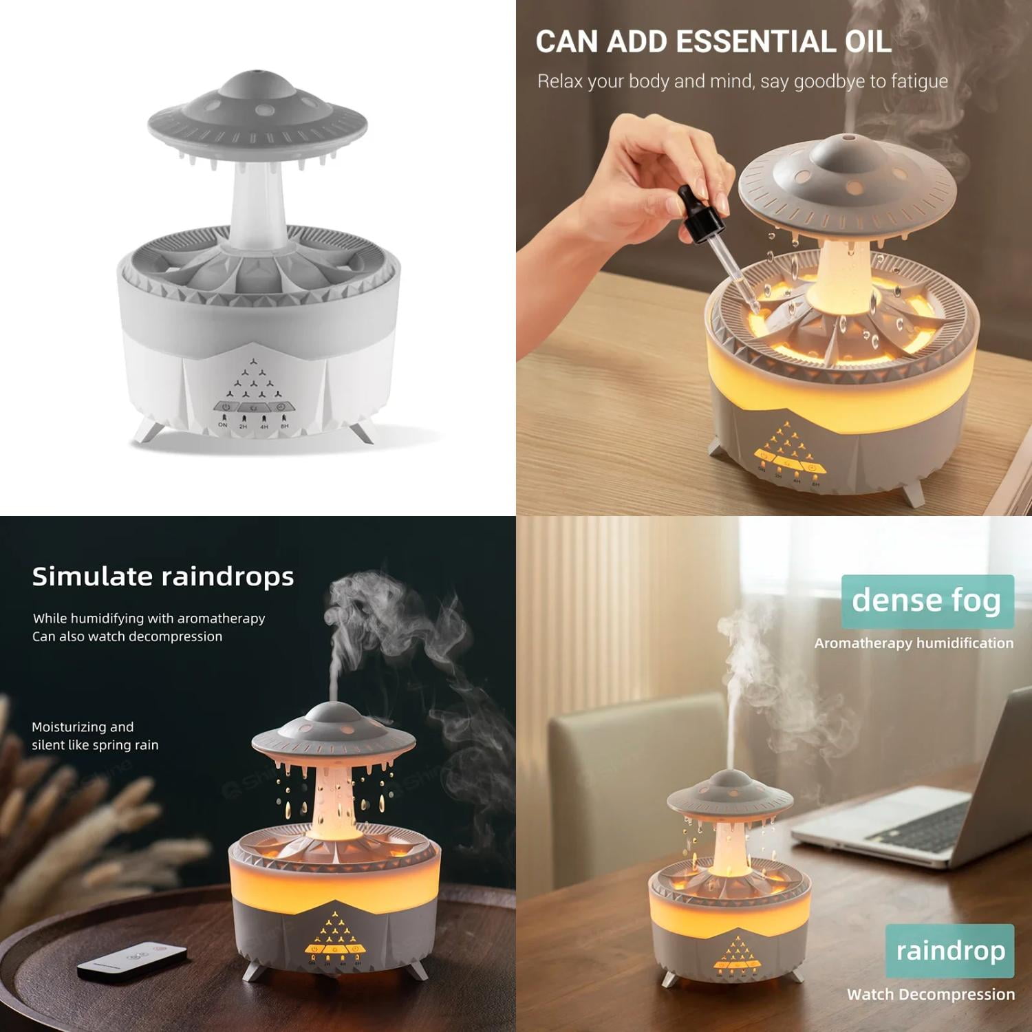 DUMNGWH Soothing Rain Lamp Display Rain Cloud Humidifier with Remote ...