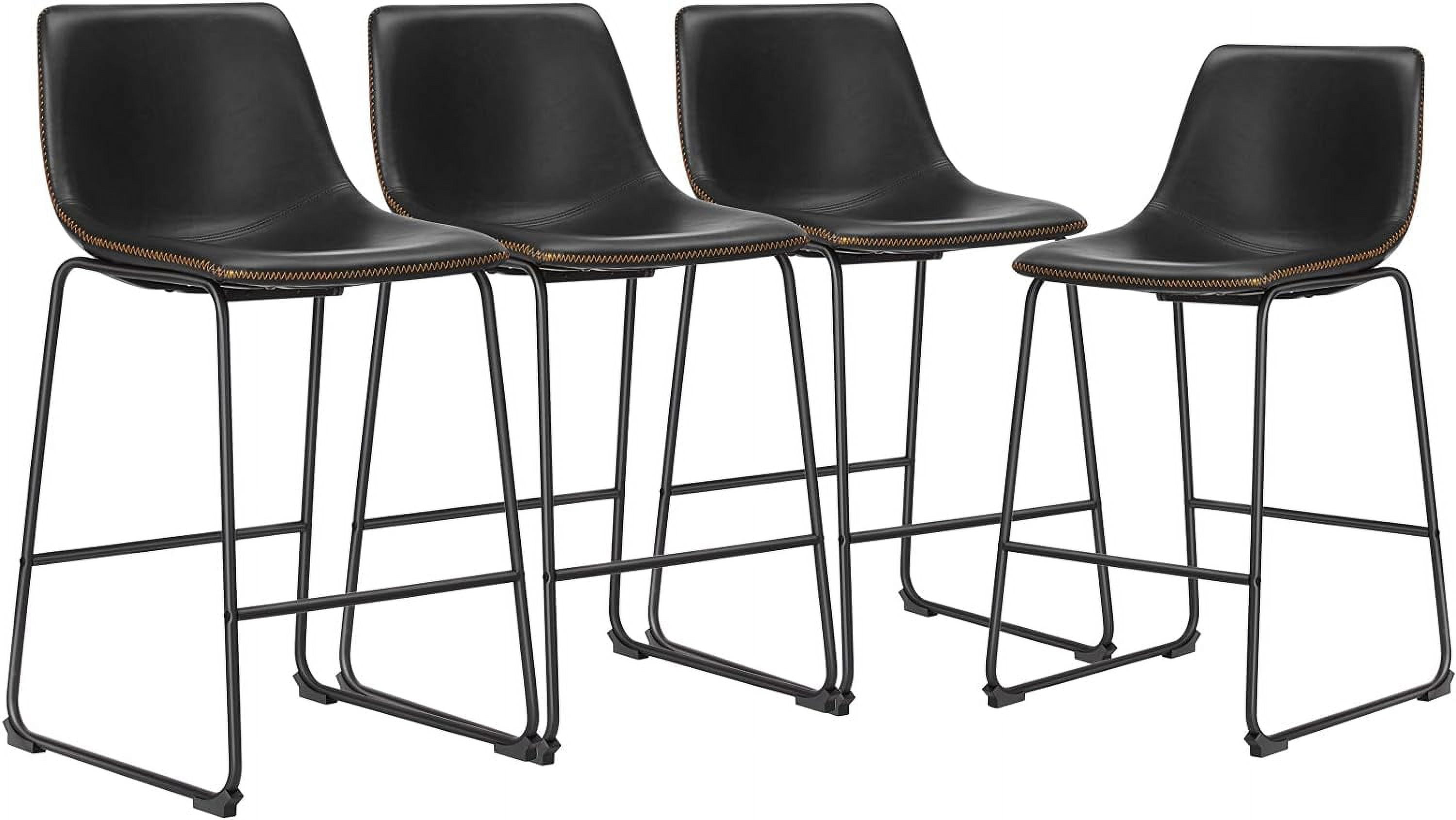 DUMOS 26 Inch Counter Height Bar Stools Set of 4, Modern Faux Leather ...