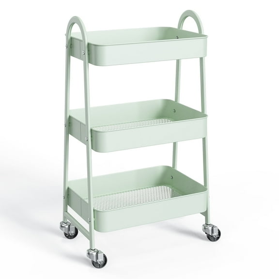 3-Tier Rolling Metal Storage Organizer - Mobile Utility Cart, Kitchen ...