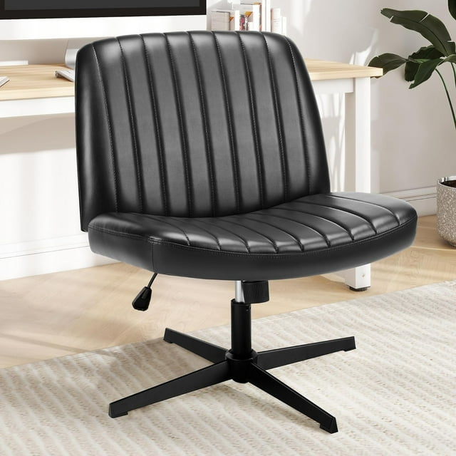 DUMOS Criss Cross Chair Legged Office Wide Comfy Desk Seat, No Wheels ...