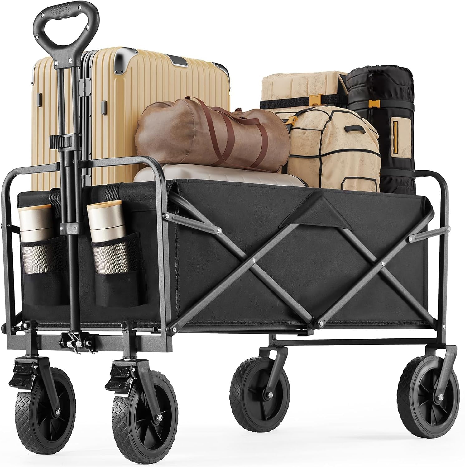 DUMOS Foldable Wagons Carts with All-Terrain Wheels, 170L & 400LBS ...