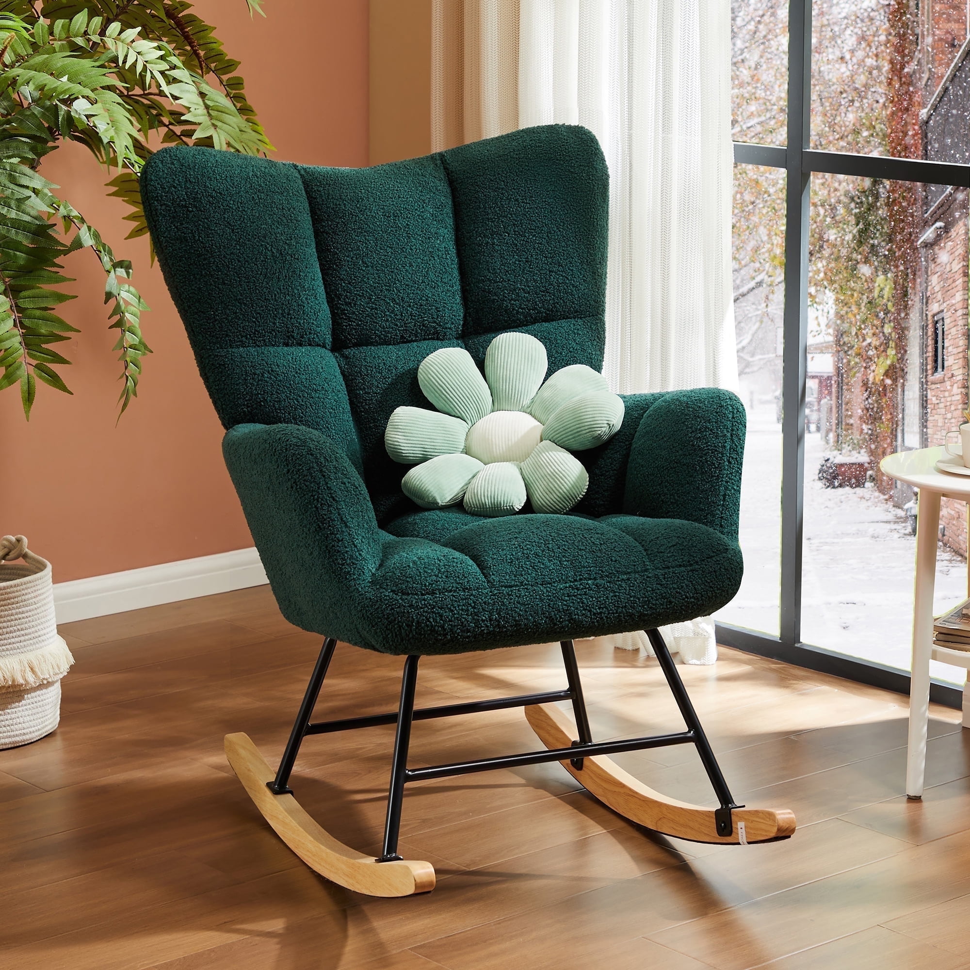 Comfy Overstuffed Maternity Rocking Chair, High Back Nursery Glider in ...