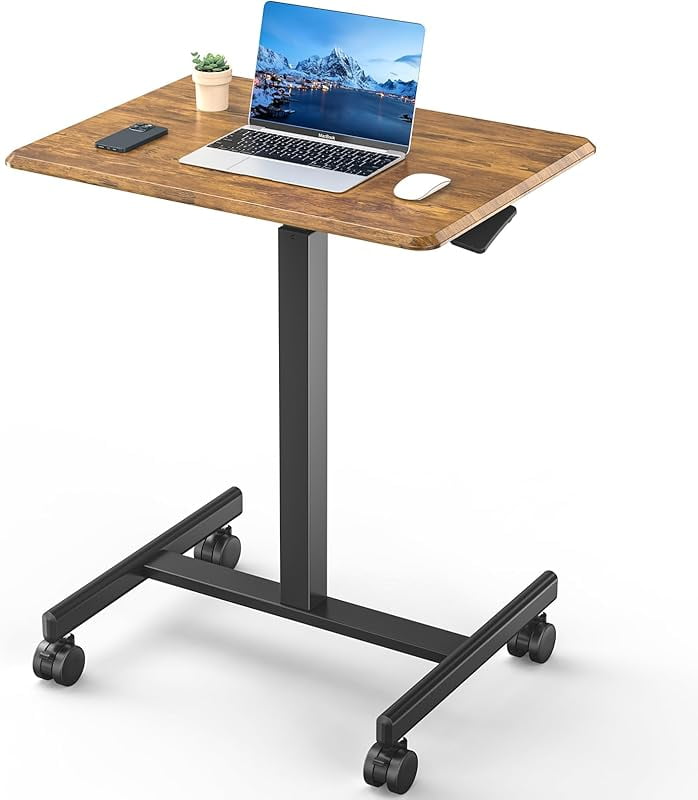 DUMOS Small Standing Desk on Wheels Sit to Stand Mobile Portable ...