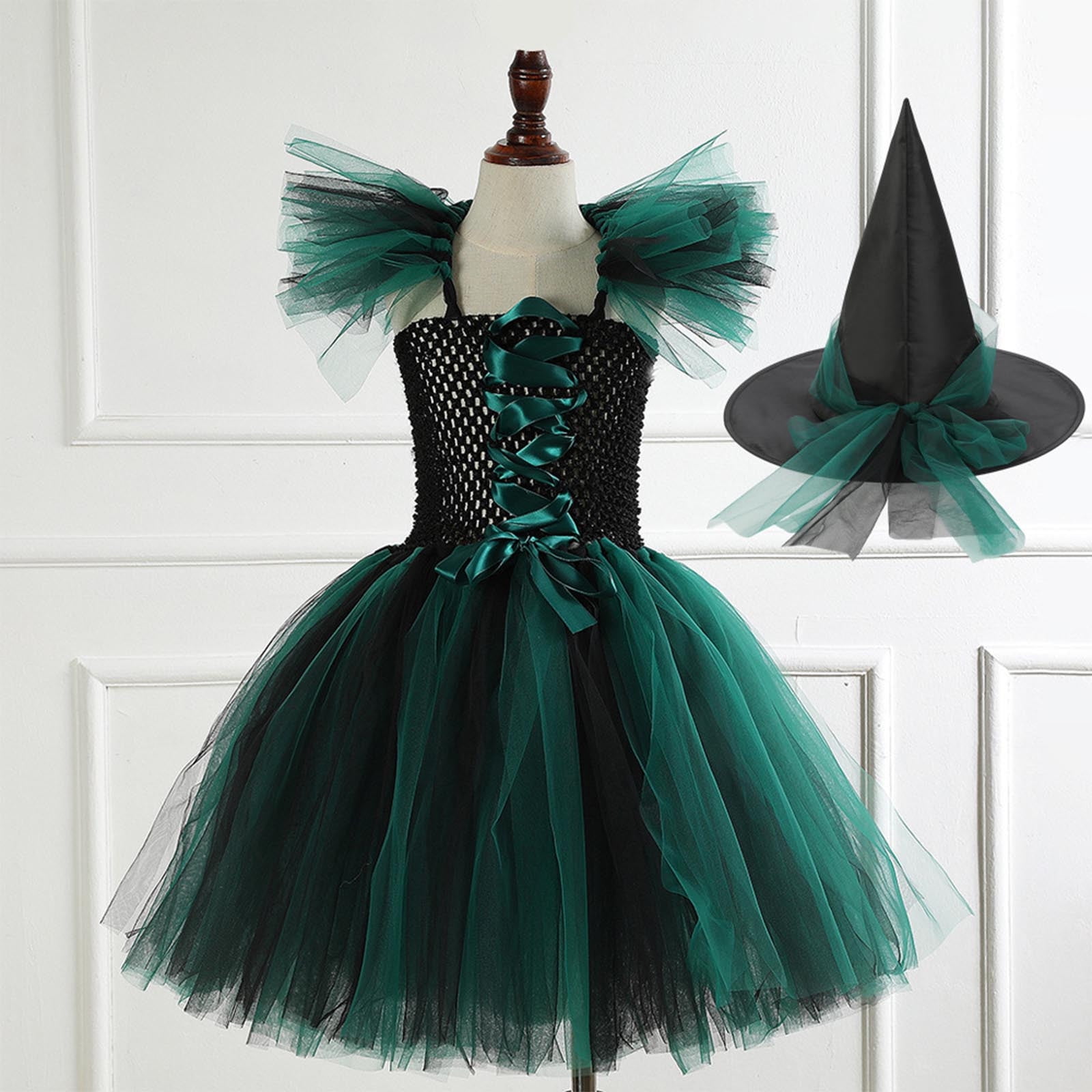DUMUIELD 2-12Years Princess Costumes Girls Flutter Sleeve Tulle Tutu ...