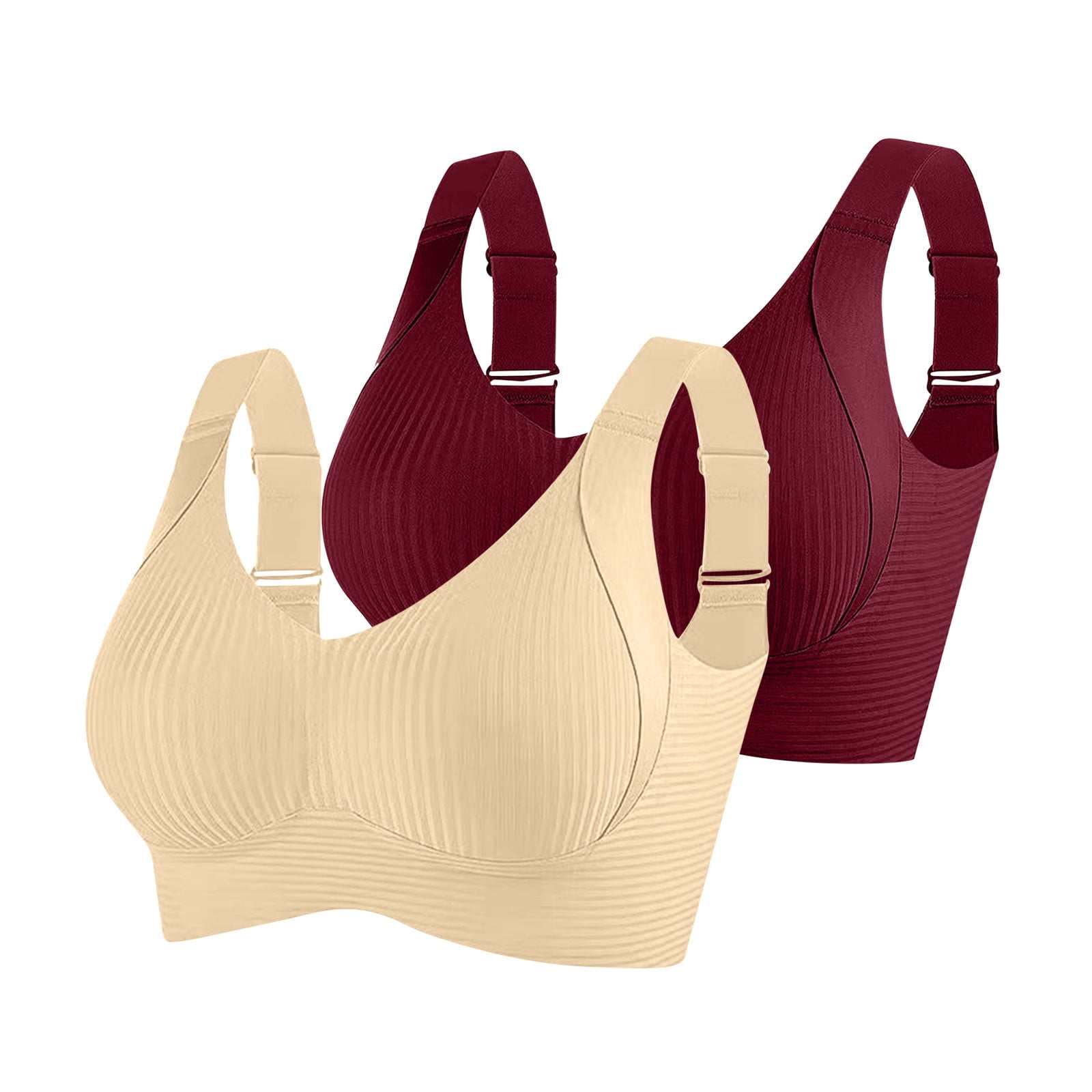 DUMUIELD 2pc Seamless Bras for Older Women No Underwire Adjustable ...