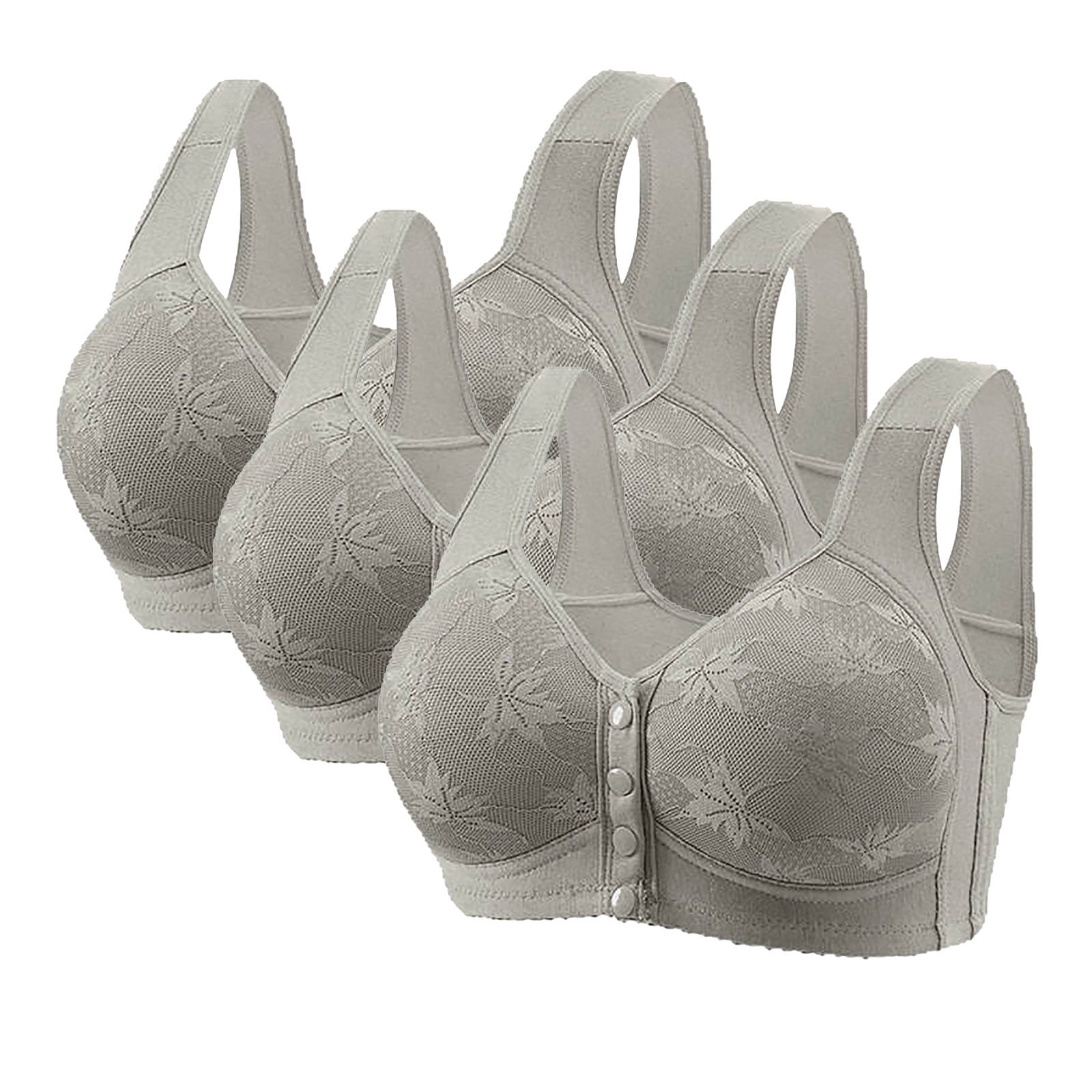 DUMUIELD 3Pcs Women's Front Close Bras Seamless Comfort Nursing Bras ...