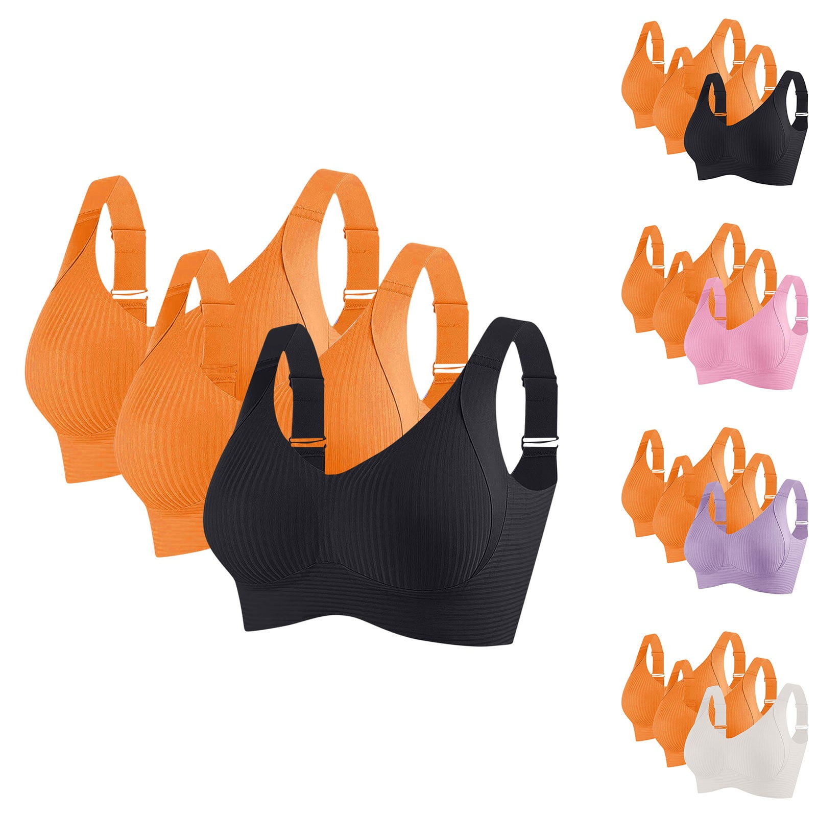 DUMUIELD 3pc Seamless Bras for Women No Underwire, Wireless Push Up ...