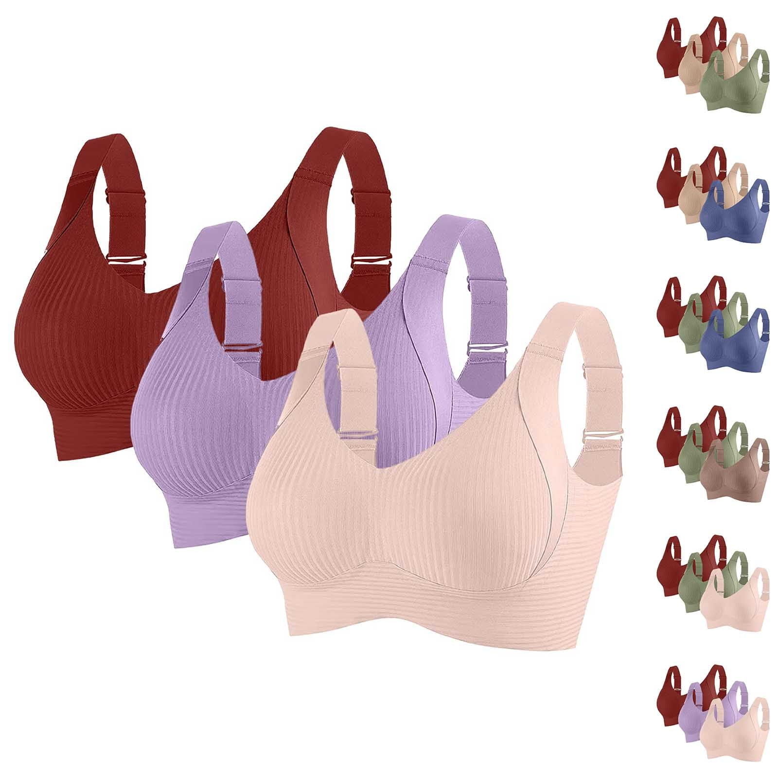 DUMUIELD 3pcs Womens Comfortable Bras No Underwire Cami Bra Seamless ...
