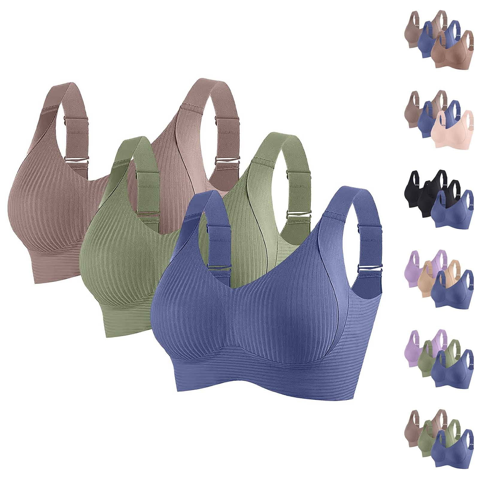 DUMUIELD 3pcs Womens Seamless Wireless Supportive Bras Push Up Comfort ...