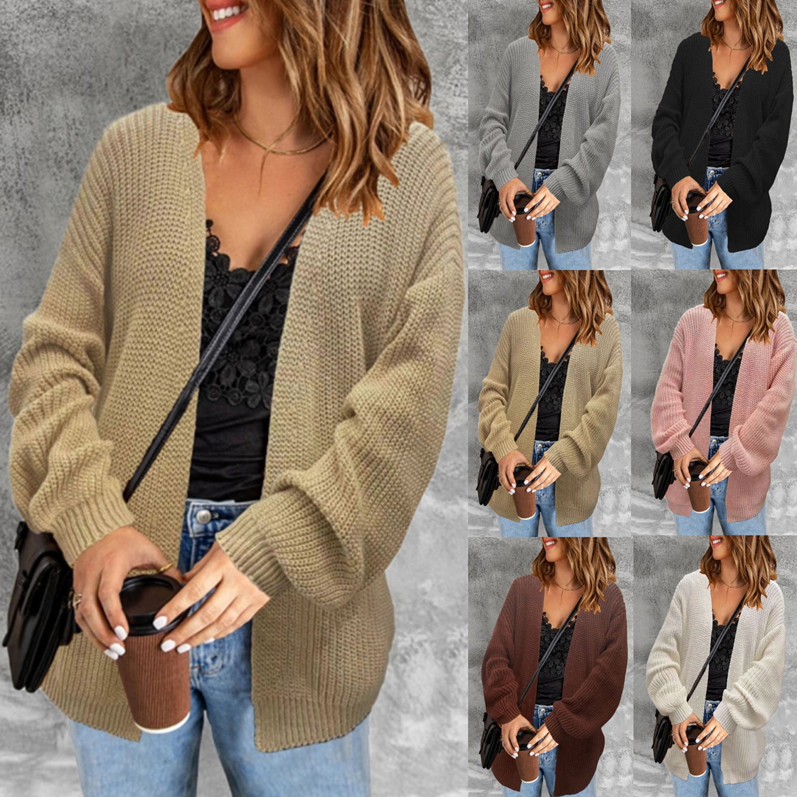 DUMUIELD Cardigan for Women Long Sleeve Open Front Sweater Coats Casual ...