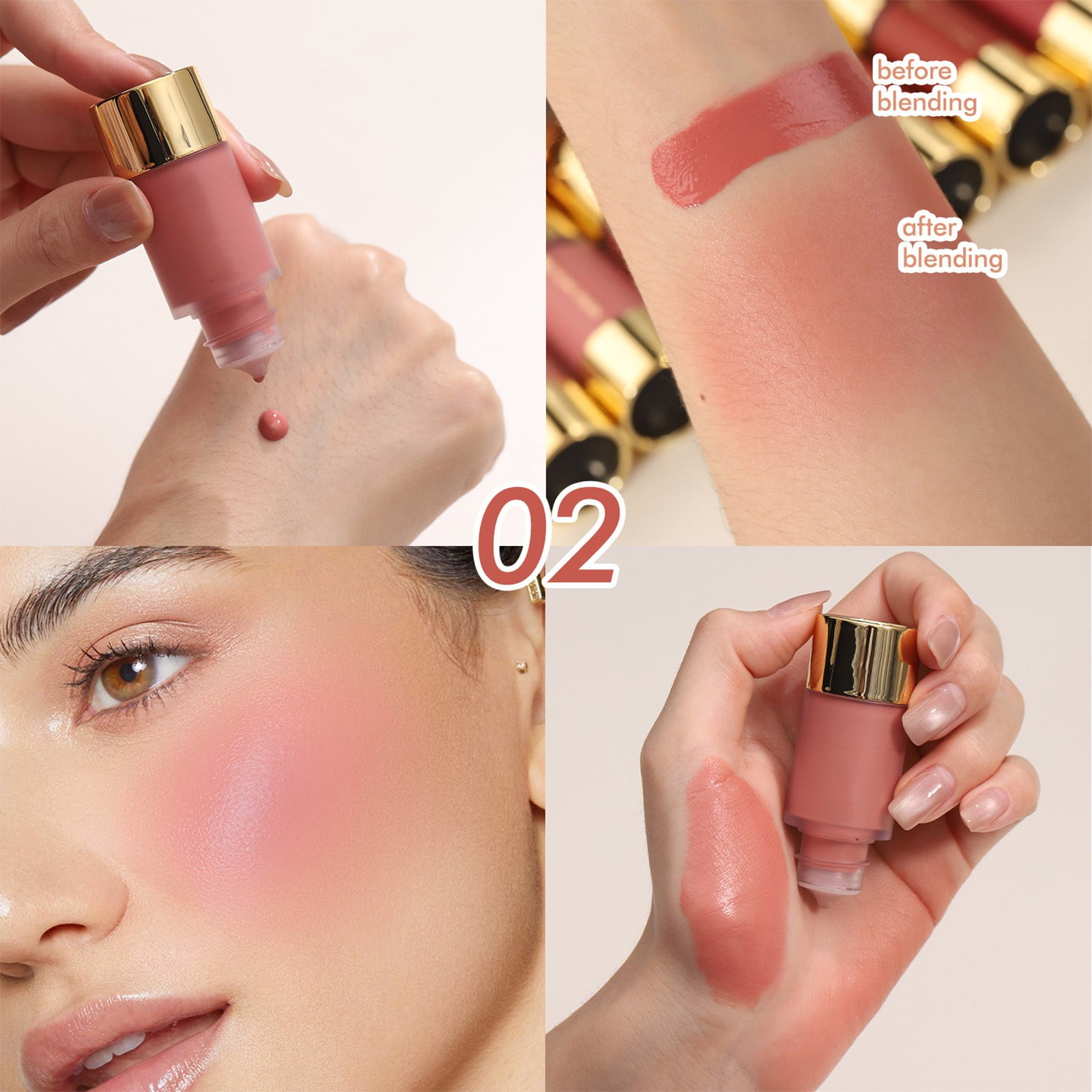 DUMUIELD Deals Blush Drops, Liquid Blush for Cheeks, Liquid to Velvety Powder Finish, Glimmer ...