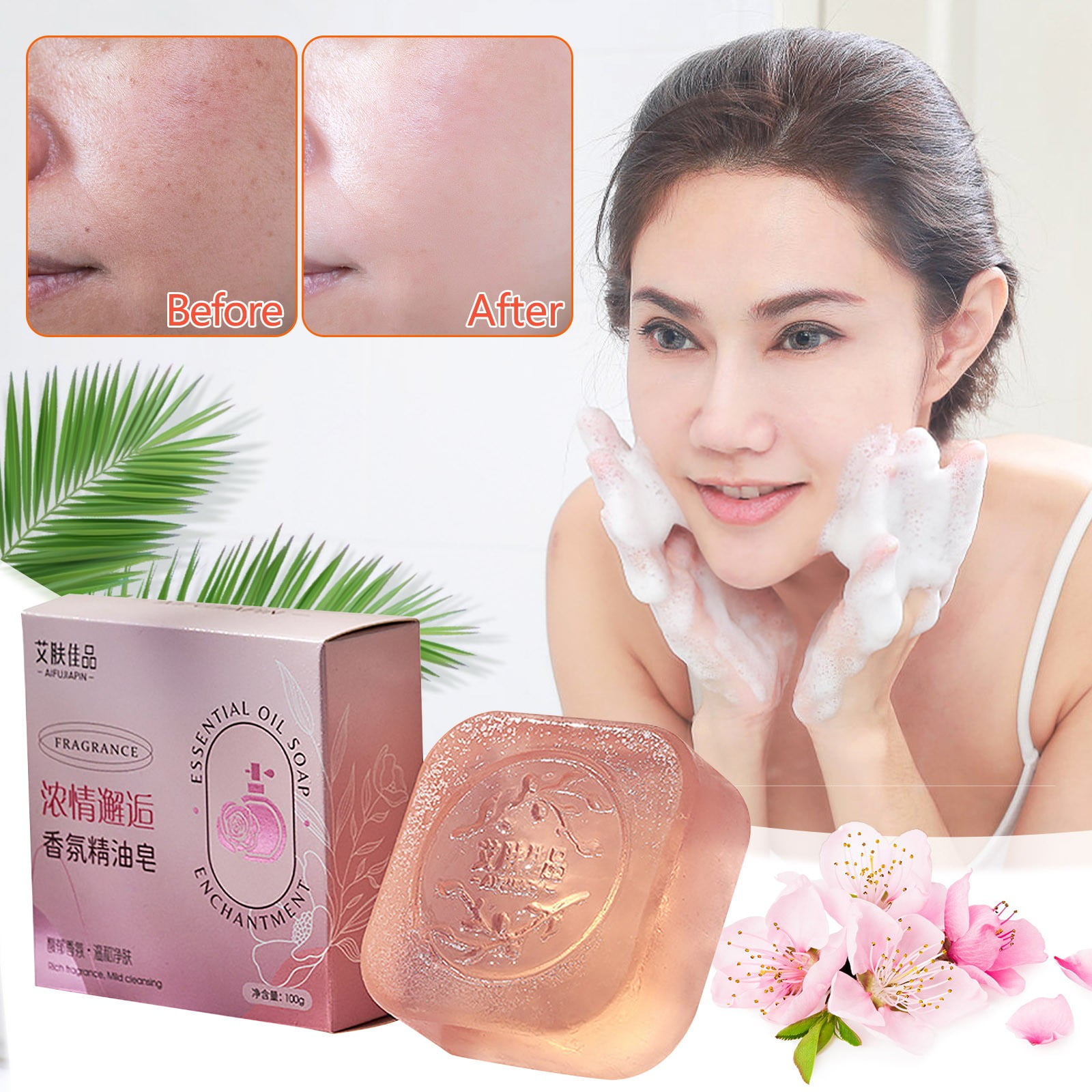 DUMUIELD Deals Rose Oil Soap Rose Scented Natural Soap Bars - Enriched ...