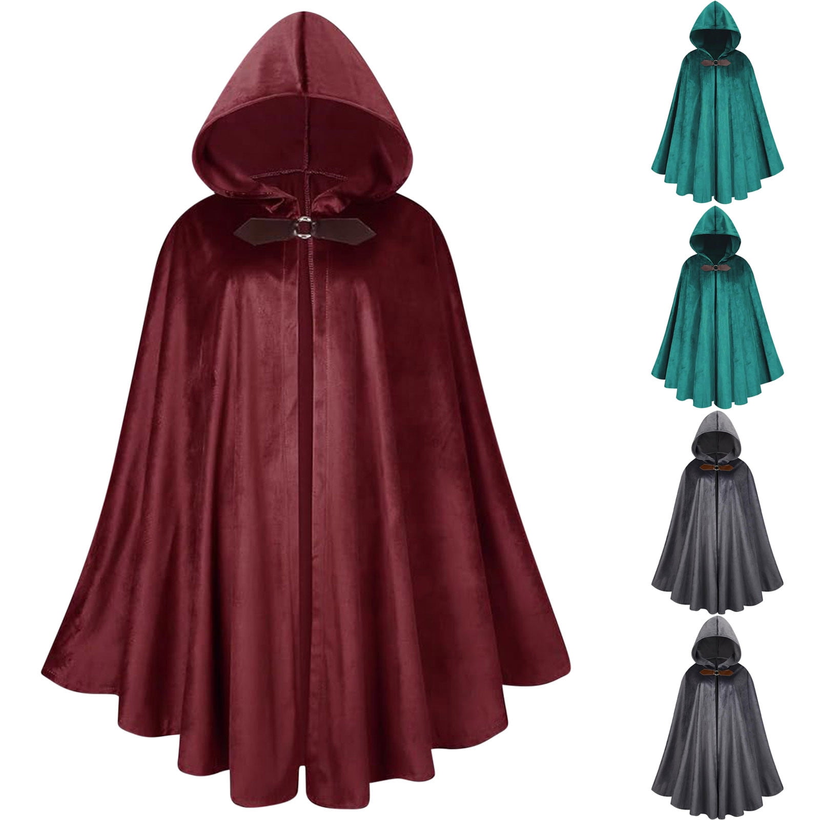 DUMUIELD Deer Velvet Hooded Cape for Cosplay & Halloween Robe, Wizard ...