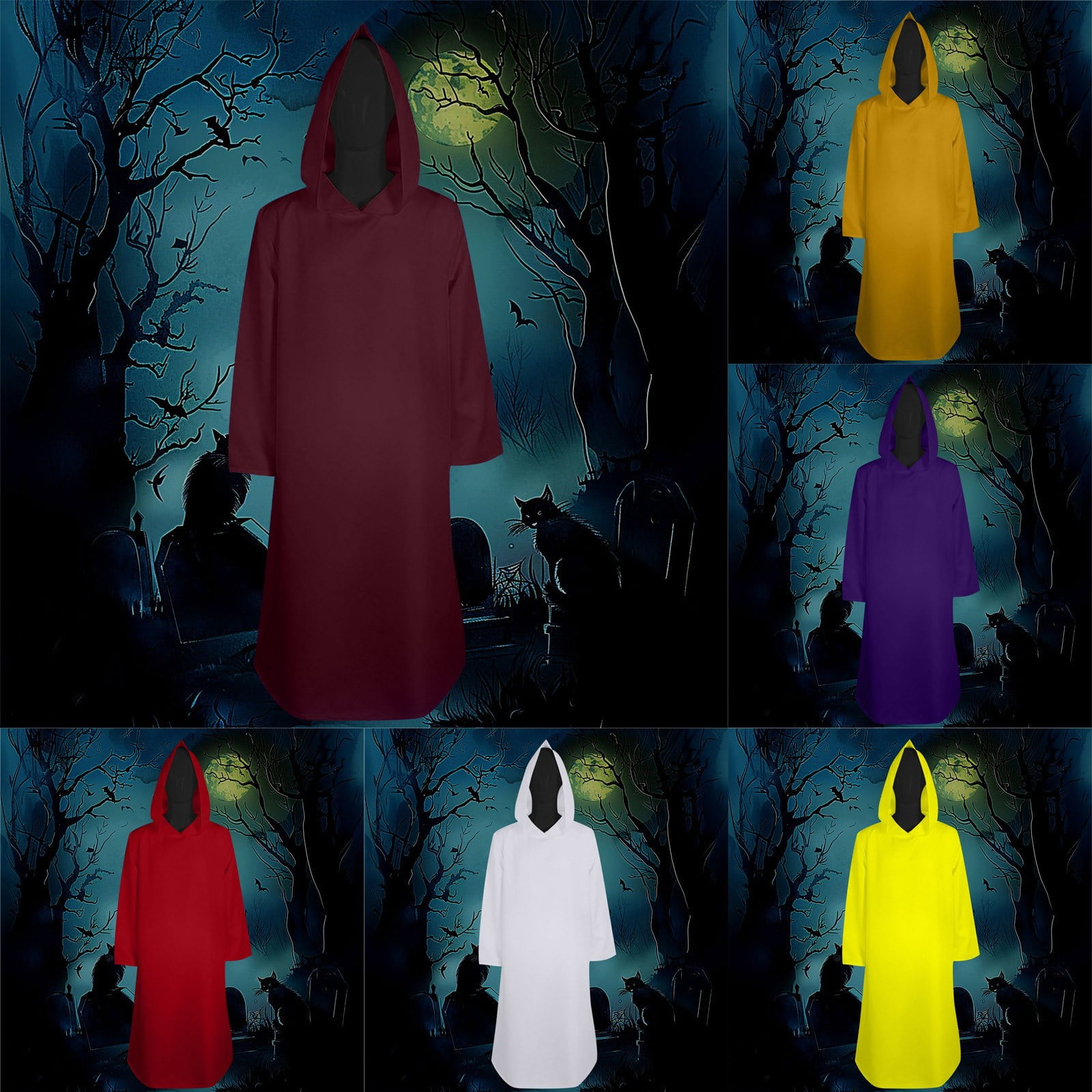 DUMUIELD Halloween Costumes for Adults Renaissance Hooded Cloak ...