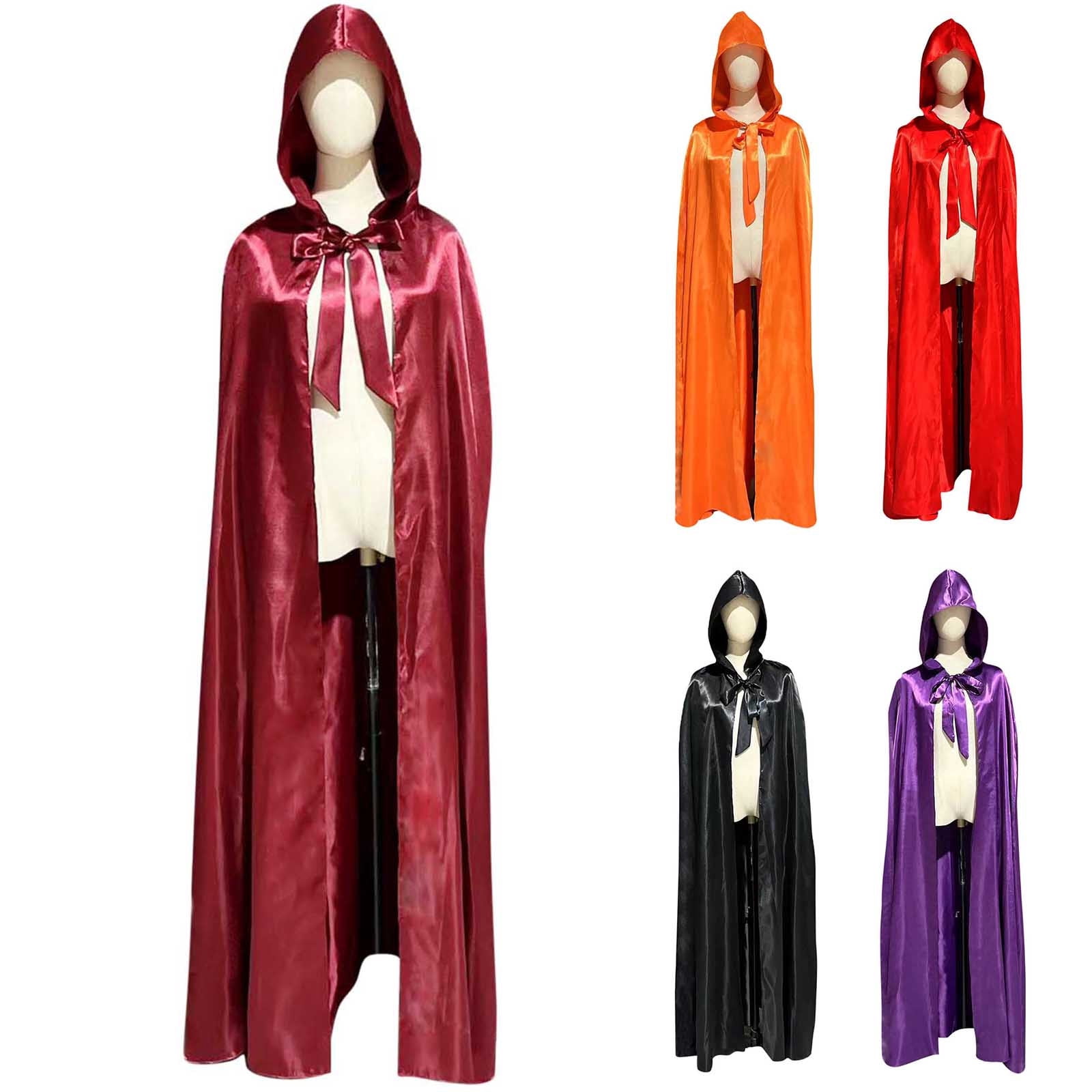 DUMUIELD Hooded Cloak Long Velvet Cape for Christmas Halloween Cloak ...
