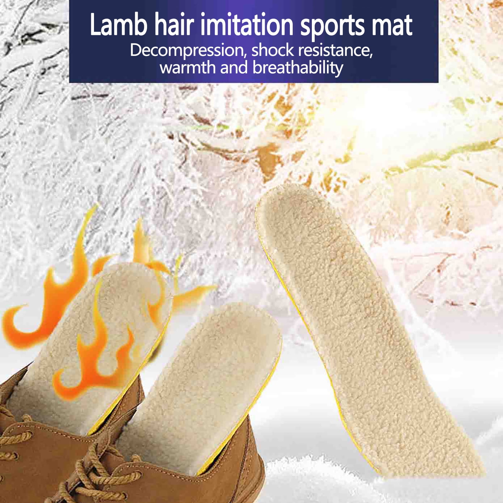 DUMUIELD Imitation Wool Insoles, Wool Felt Warm Insoles，Winter Heated ...