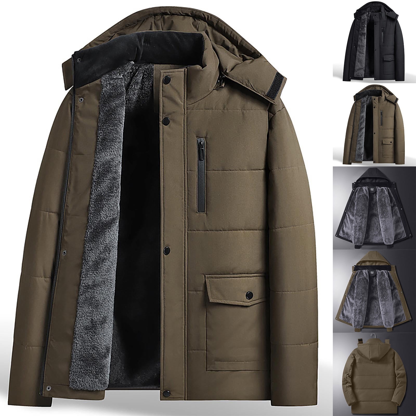 DUMUIELD Men's Puffer Jacket Big and Tall Heavyweight Sherpa Fleece ...