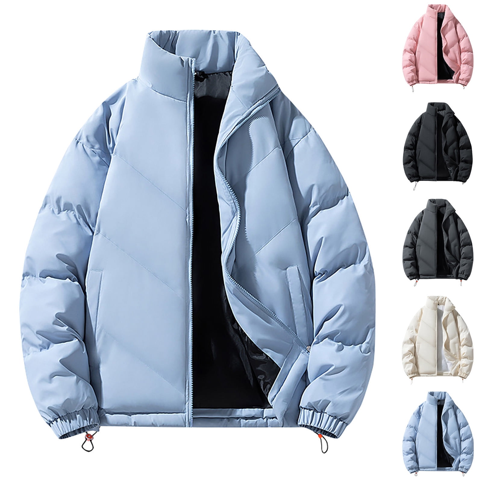 DUMUIELD Men's Puffer Jacket Winter Quilted Puffer Coat Zip Up Warm ...