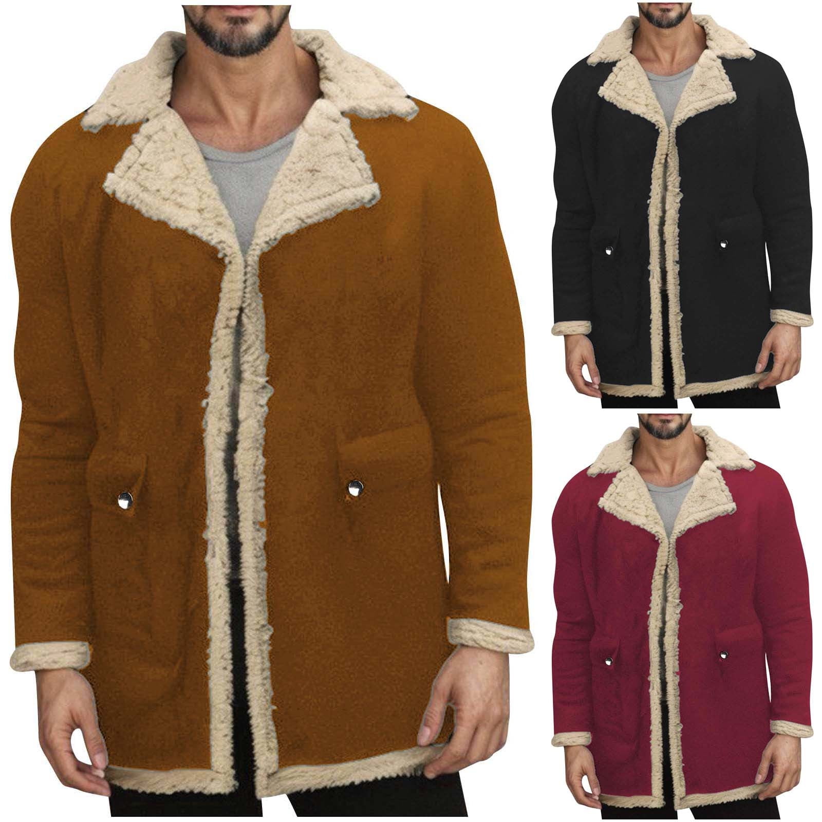 DUMUIELD Men's Suede Biker Motorcycle Jacket Sherpa Lined Thermal ...