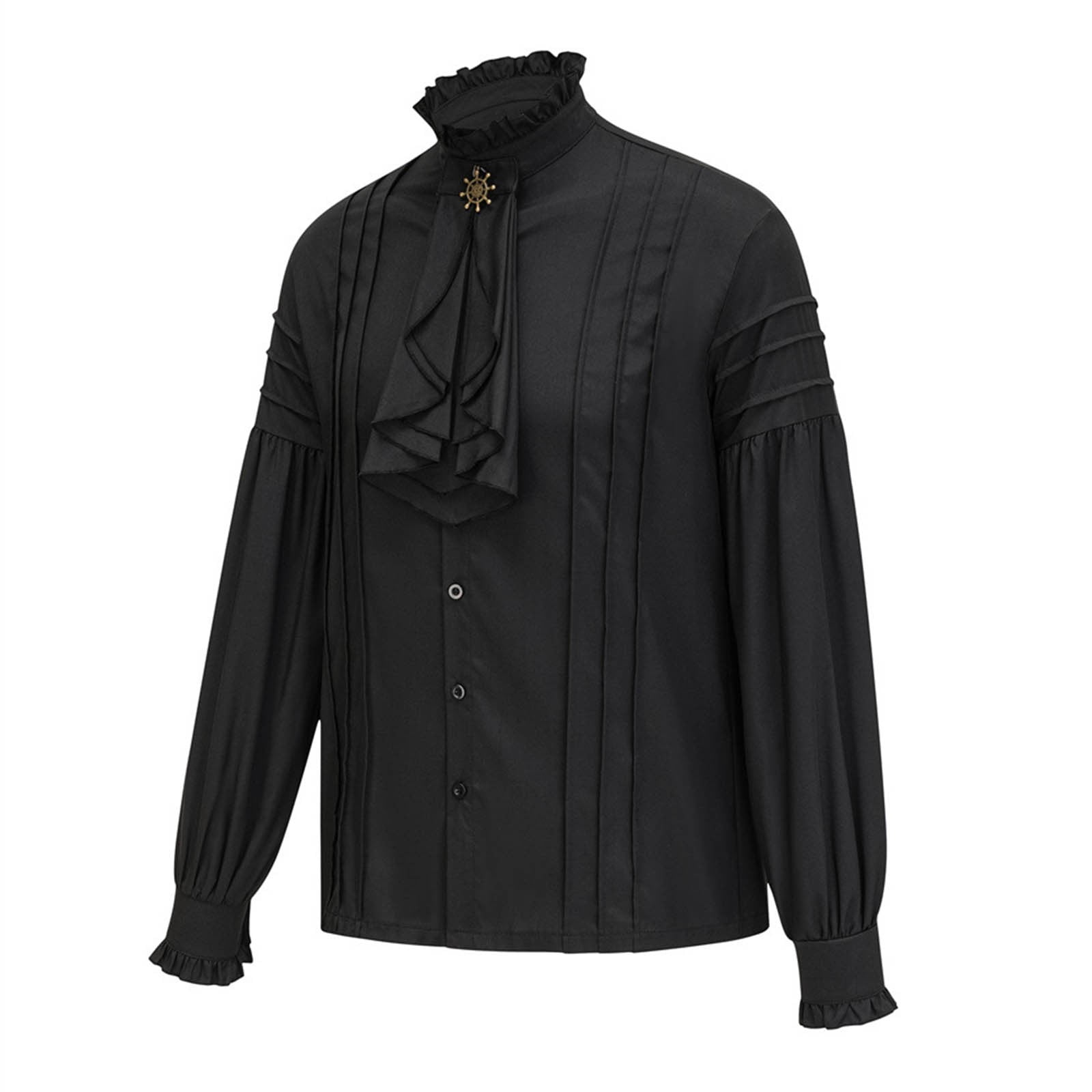 DUMUIELD Mens Medieval Pirate Shirt Ruffled Long Sleeve Victorian ...