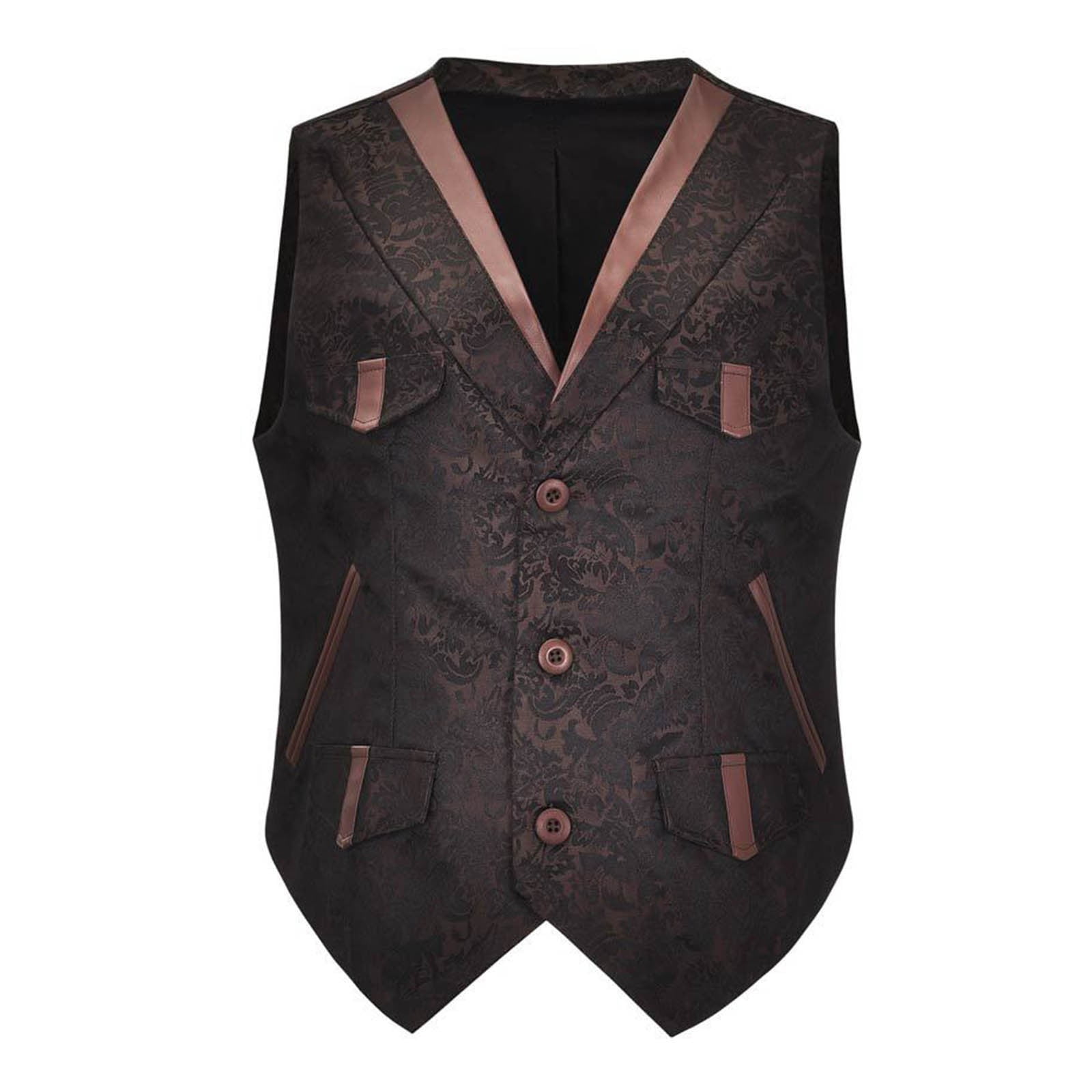 DUMUIELD Mens Paisley Victorian Suit Vest Lapel Collar Medieval ...