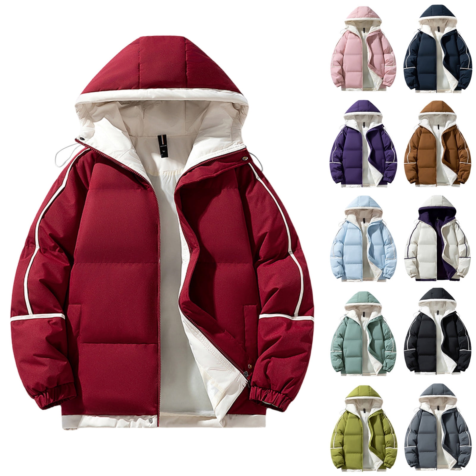 DUMUIELD Mens Winter Puffer Jacket Warm Puffy Coat Waterproof Hooded ...