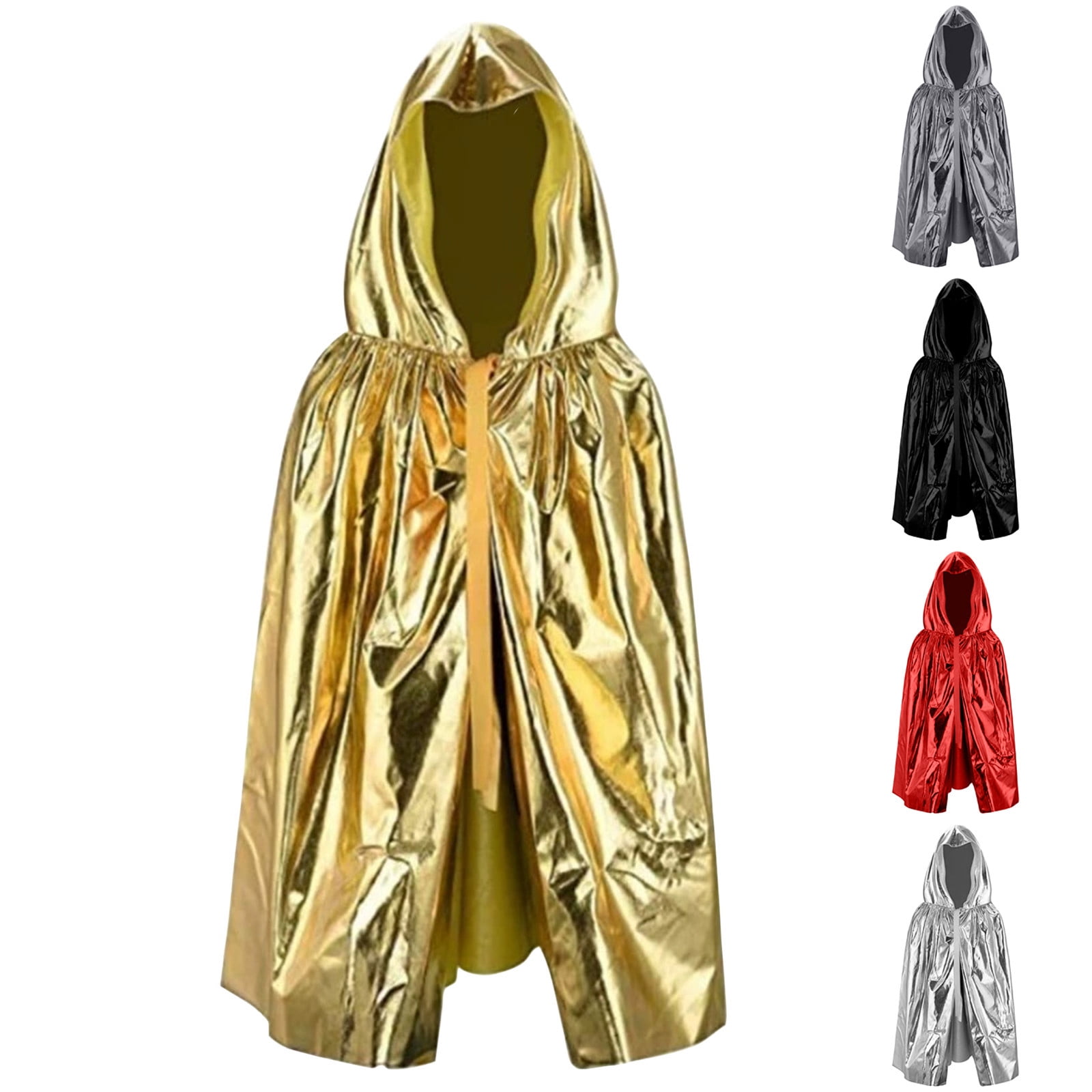 DUMUIELD Metallic Color Cloak with Hood for Men, Hooded Cape Cloak ...