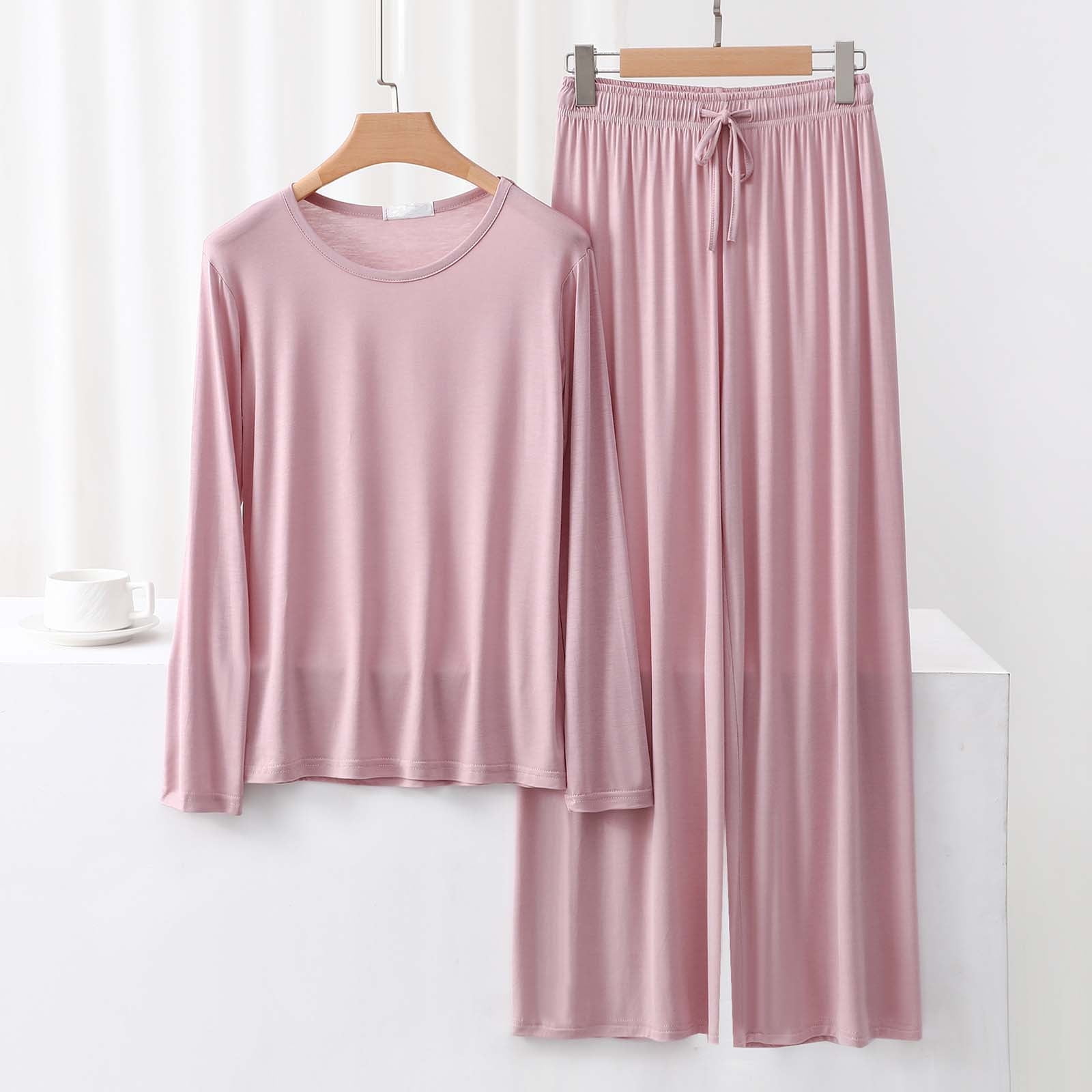 DUMUIELD Modal Lounge Sets for Women Long Sleeve Crew Neck Tops ...