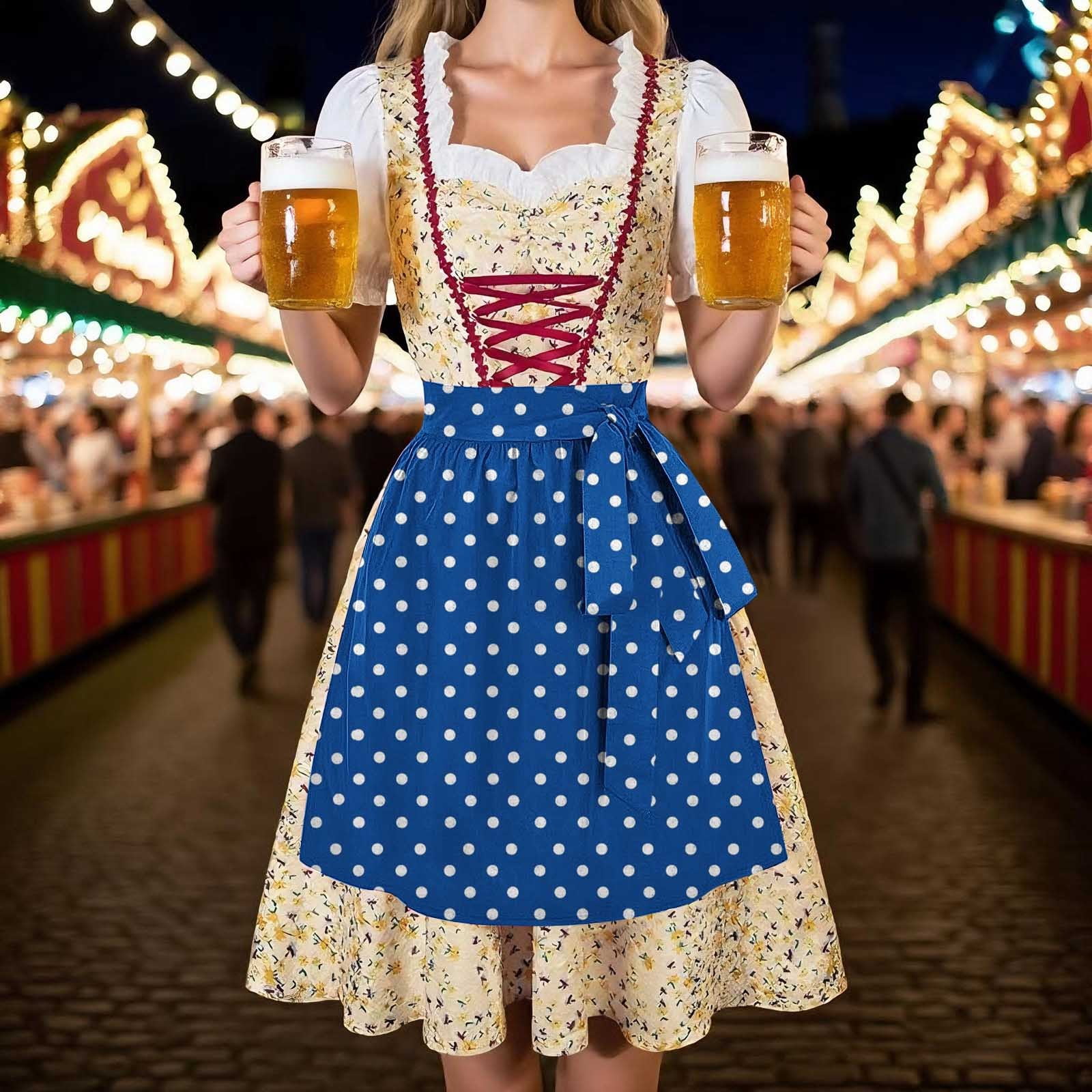 DUMUIELD Oktoberfest Dress Women's German Dirndl Dress Costumes for ...