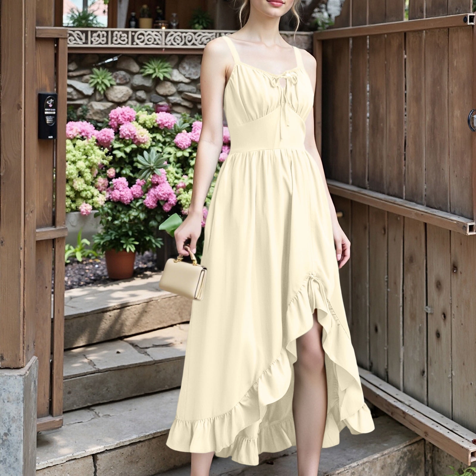 DUMUIELD Renaissance Dress Women Summer Sleeveless Sundress Victorian ...