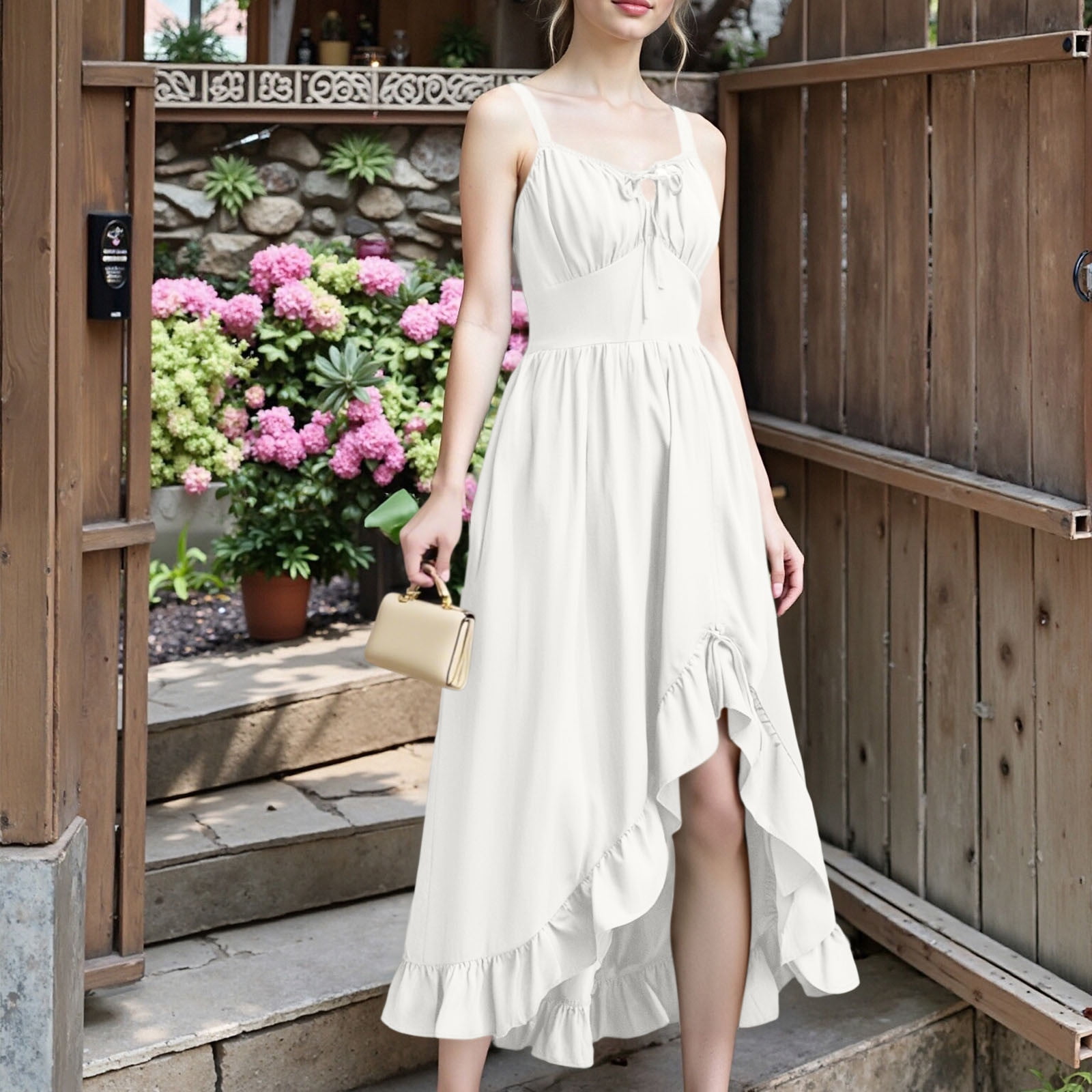 DUMUIELD Renaissance Dress Women Summer Sleeveless Sundress Victorian ...