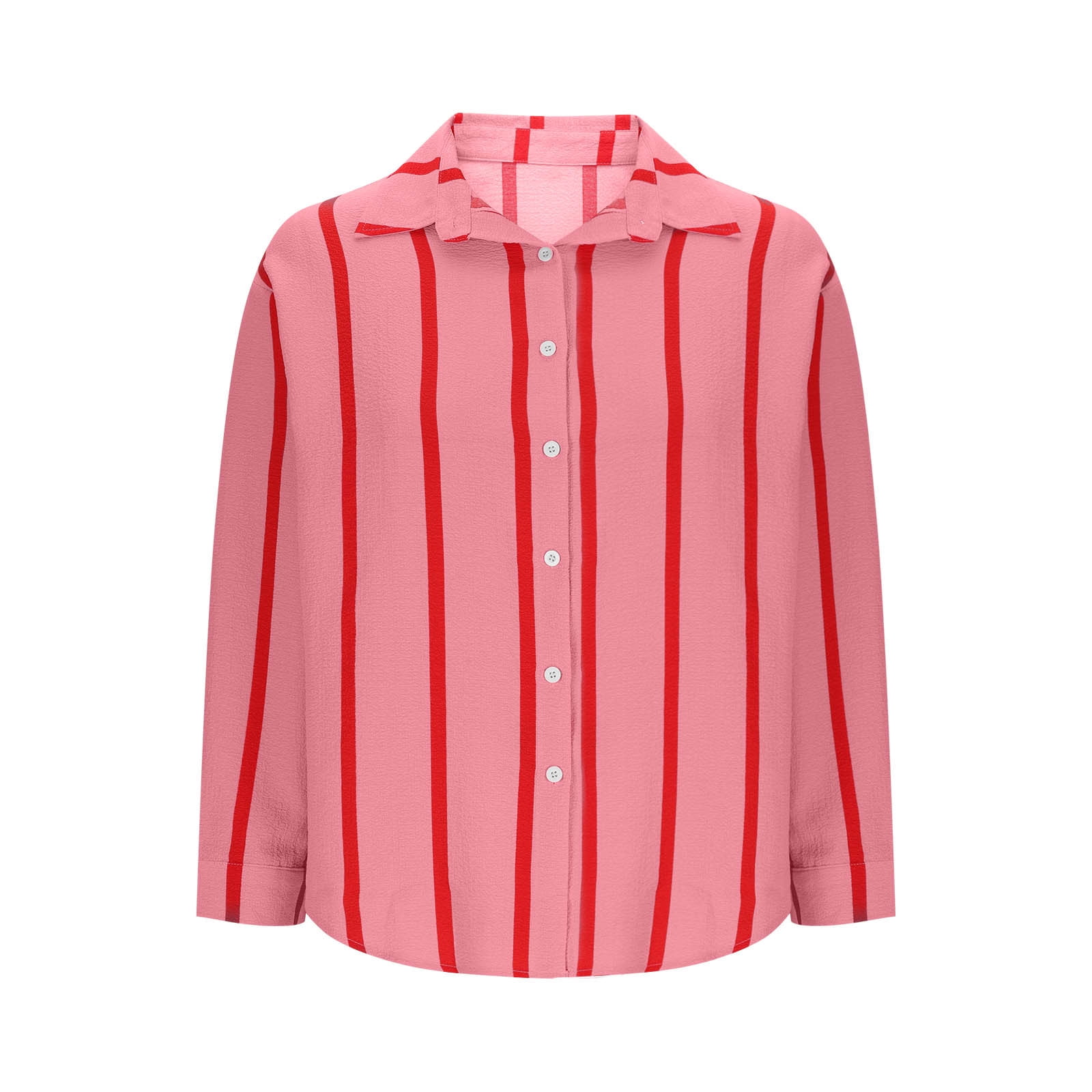 DUMUIELD Women's Button Down T Shirts Striped Long Sleeve V Neck Tops ...